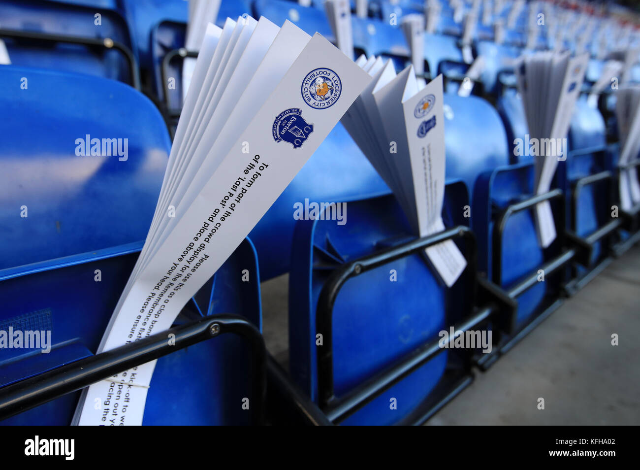 Clap Banners are placed on the seats before the Premier League match at ...