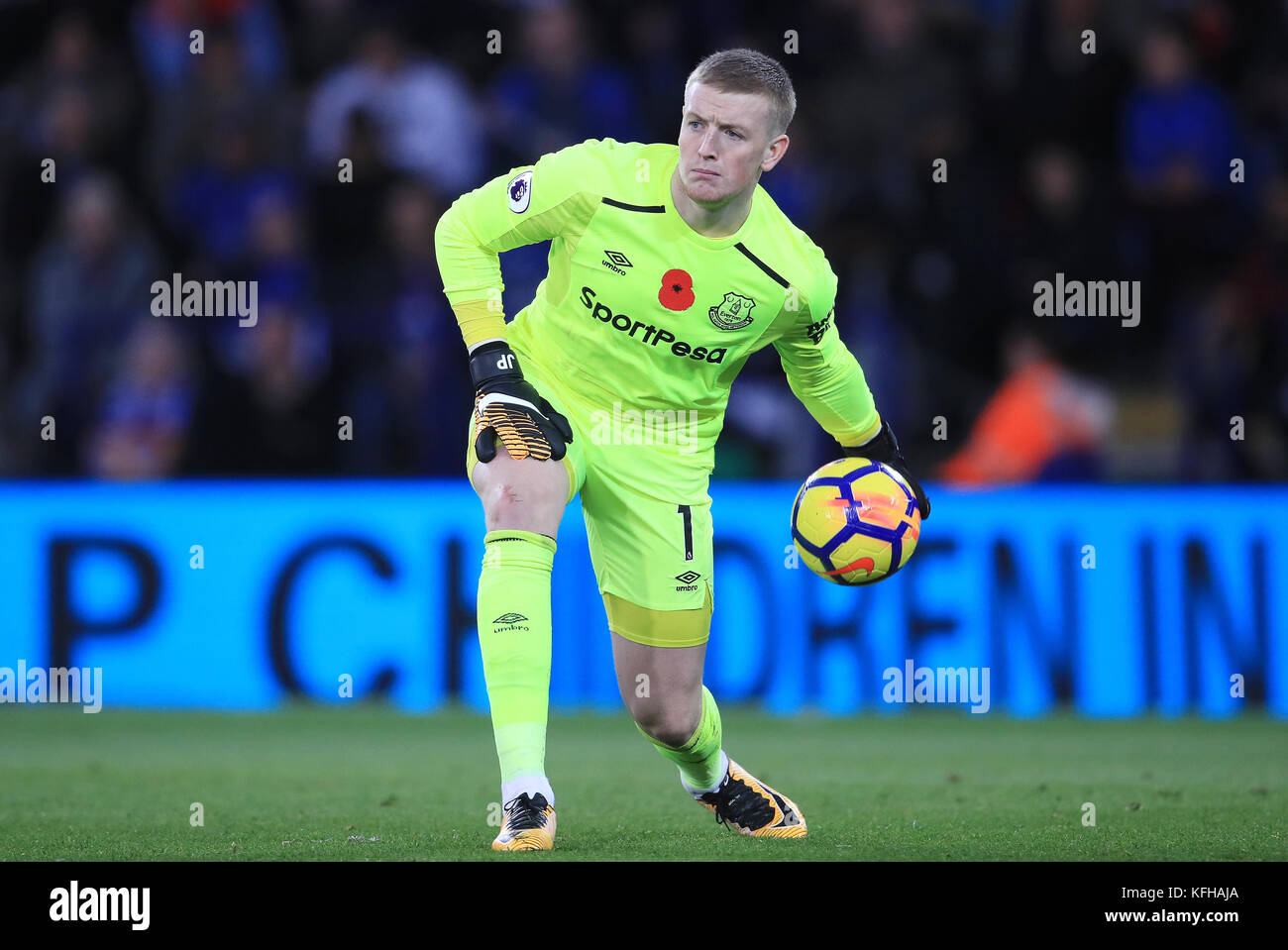 Everton goalkeeper Jordan Pickford during the Premier League match at ...