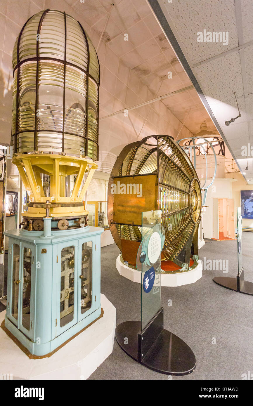 A display of some of the huge lighthouse lenses and prisms in the ...