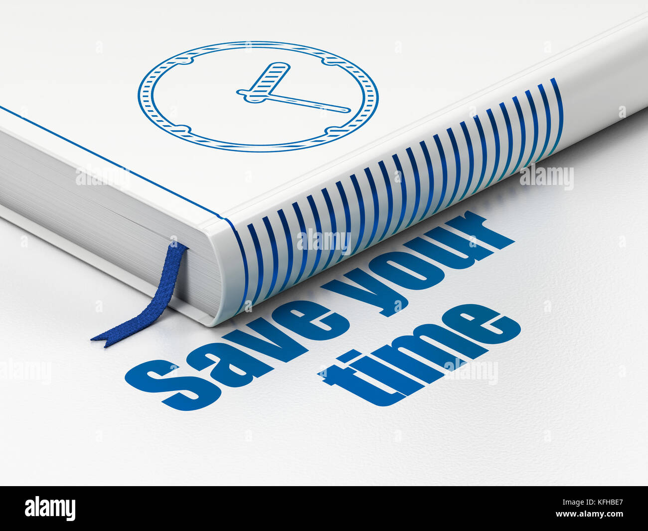 Time concept: book Clock, Save Your Time on white background Stock ...