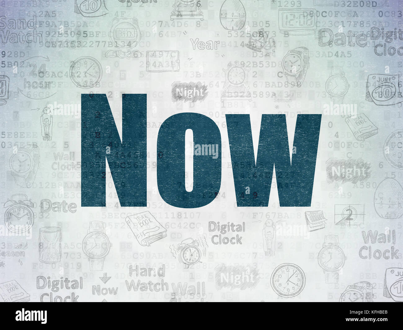 Time concept: Now on Digital Data Paper background Stock Photo - Alamy