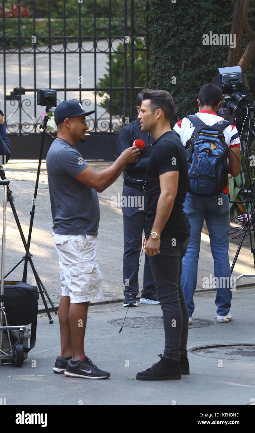 Mark Wright filming for the entertainment news show 'Extra' outside the ...