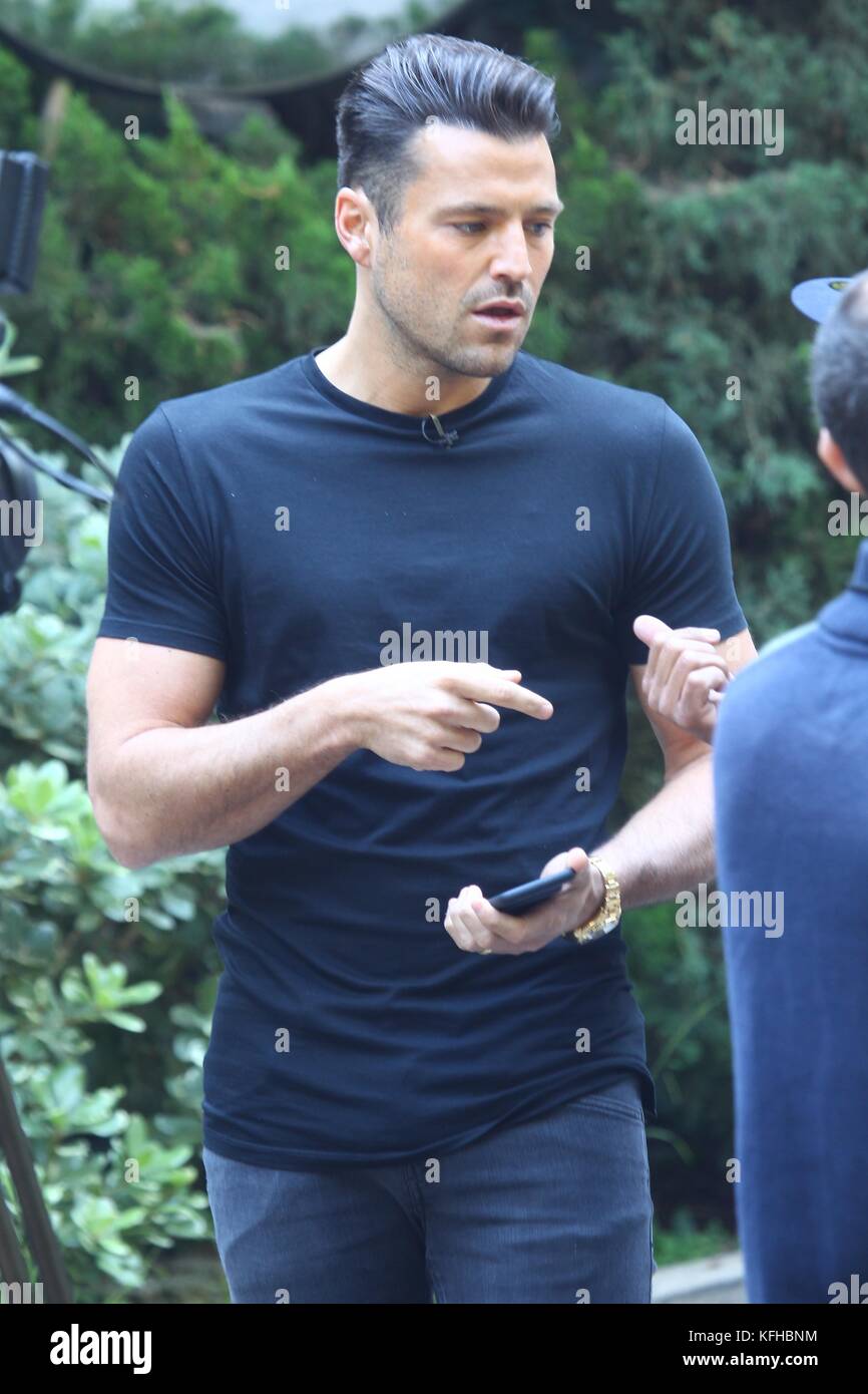 Mark Wright filming for the entertainment news show 'Extra' outside the ...