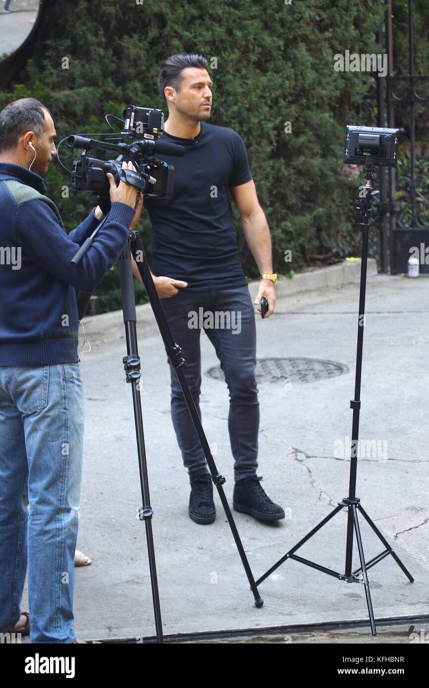 Mark Wright filming for the entertainment news show 'Extra' outside the ...