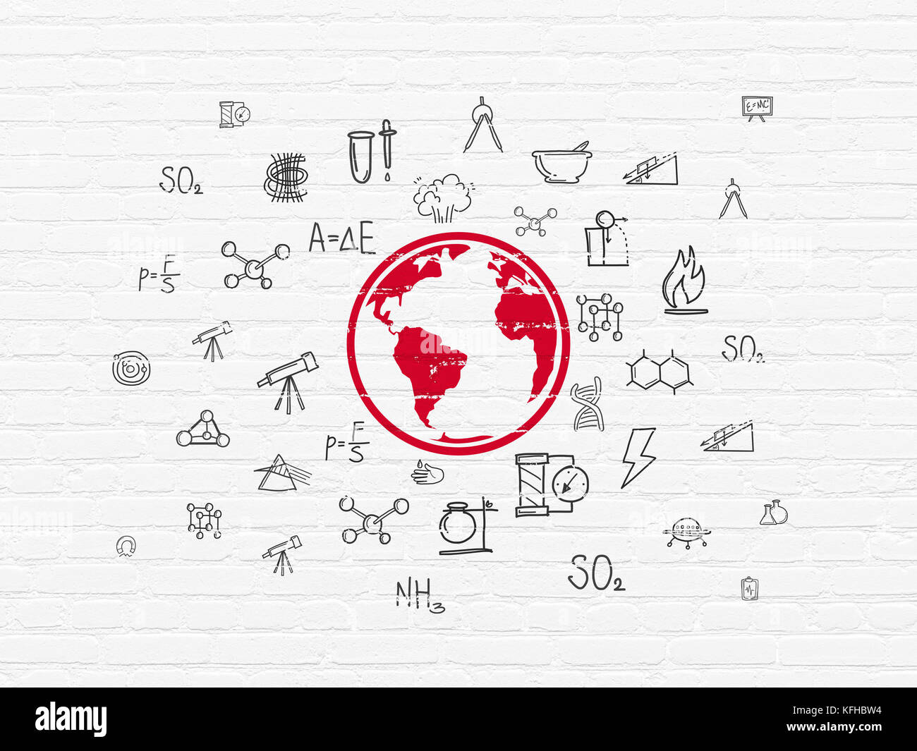 Science concept: Globe on wall background Stock Photo - Alamy