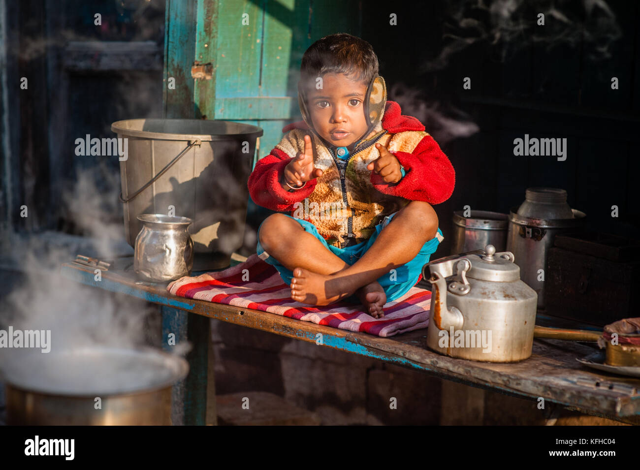 This cute little #boy kept an eye on his dad's #tea stall while he was ...