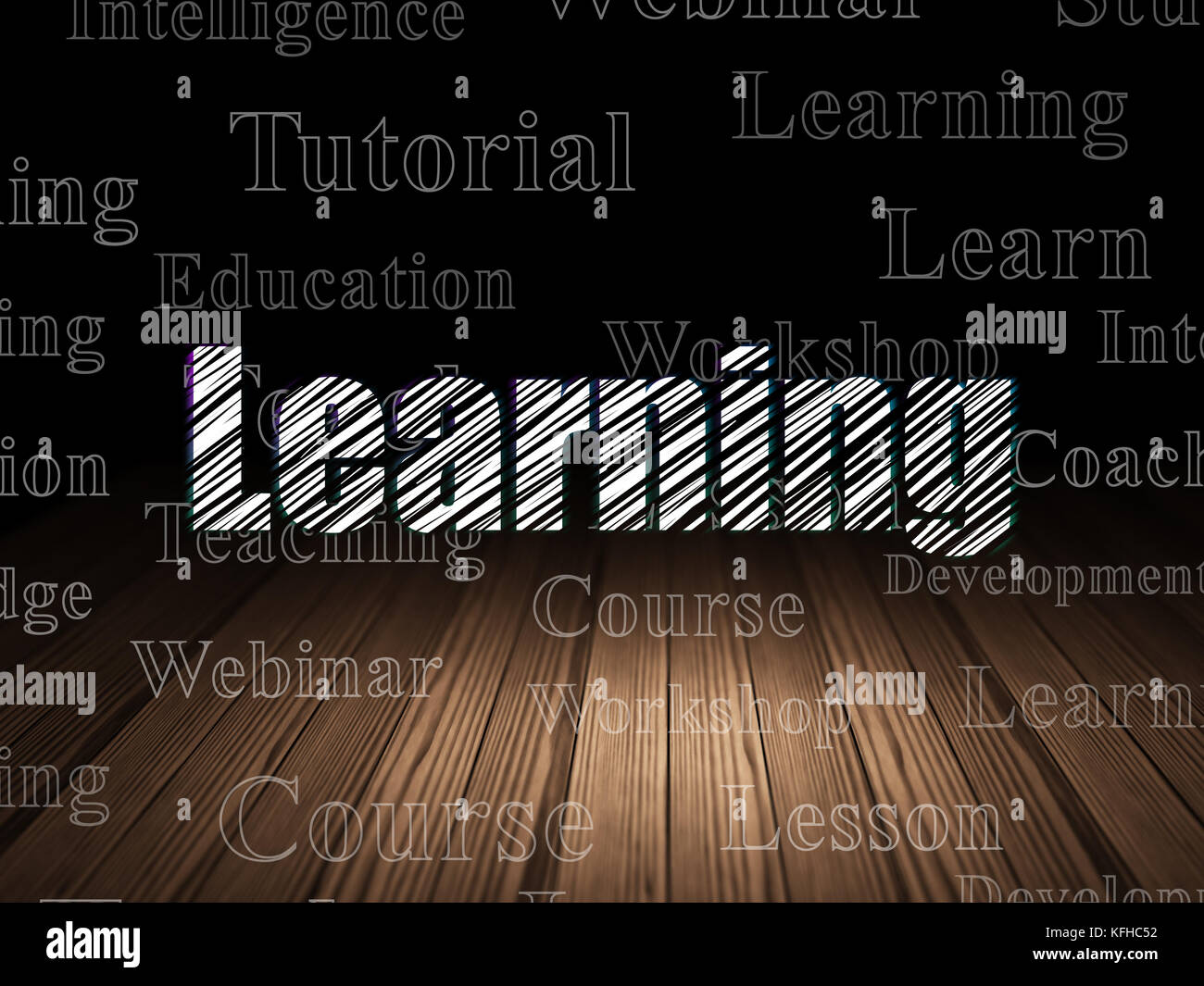 Education concept: Learning in grunge dark room Stock Photo - Alamy