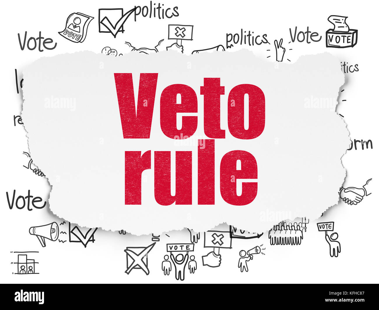 Political concept: Veto Rule on Torn Paper background Stock Photo - Alamy