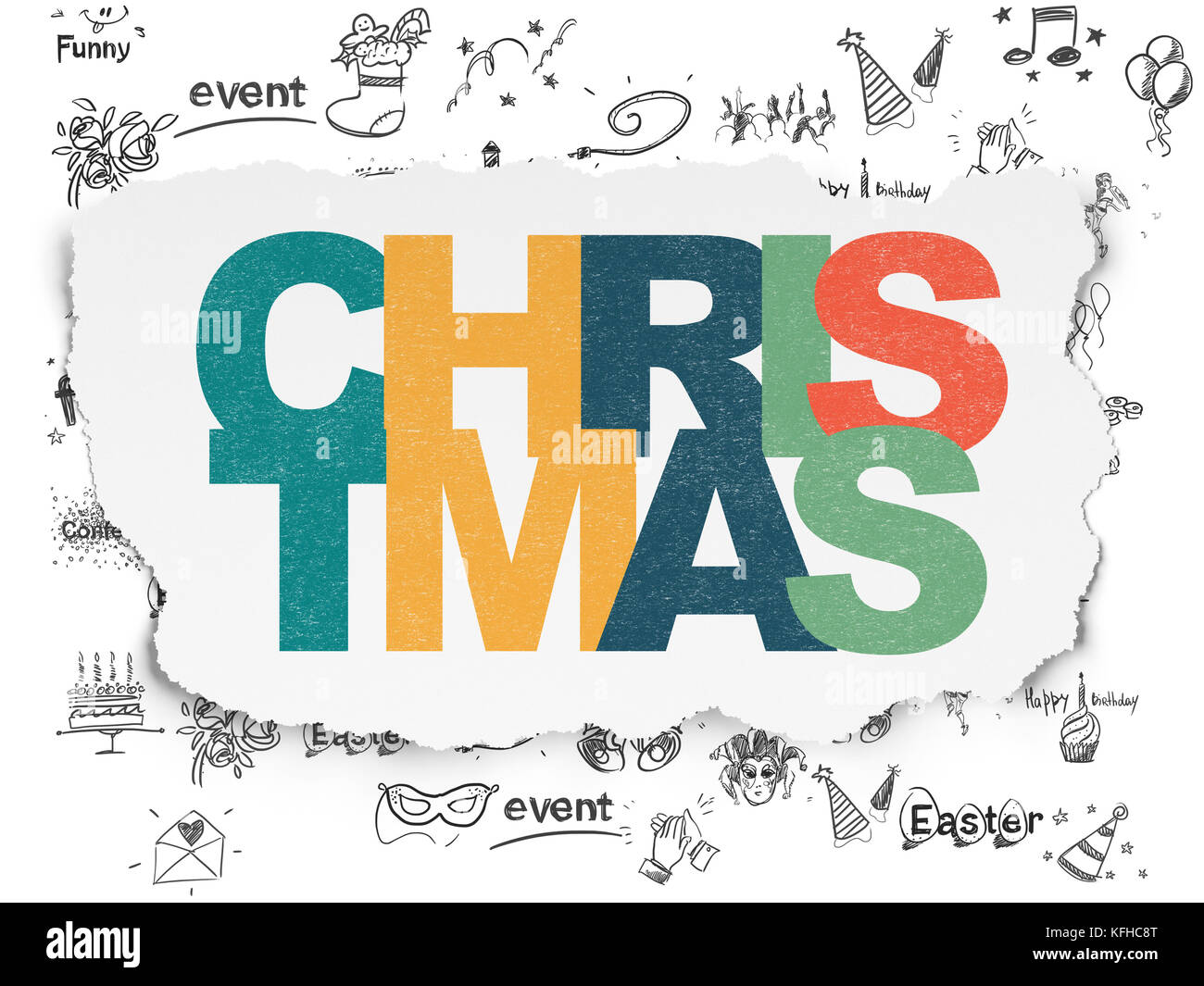 Holiday concept: Christmas on Torn Paper background Stock Photo - Alamy