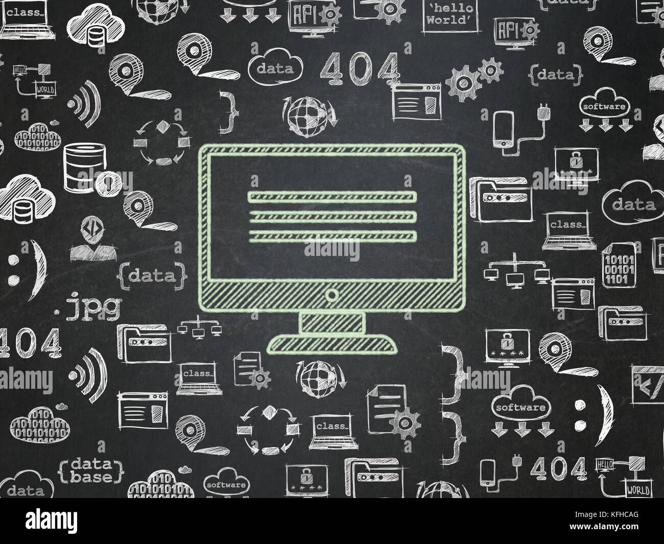 Database concept: Monitor on School board background Stock Photo - Alamy