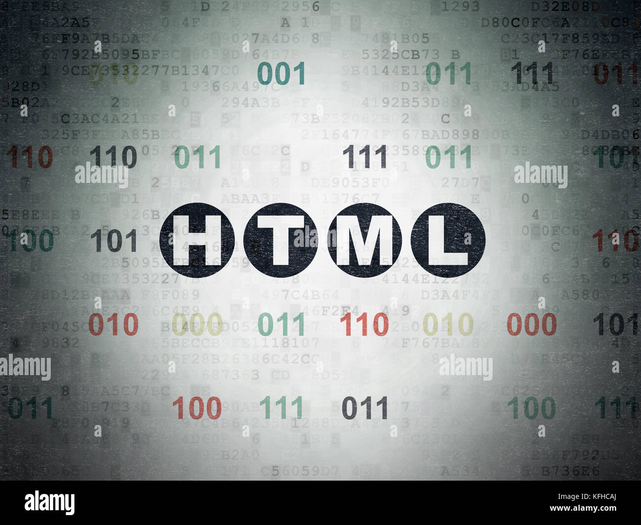Programming concept: Html on Digital Data Paper background Stock Photo ...