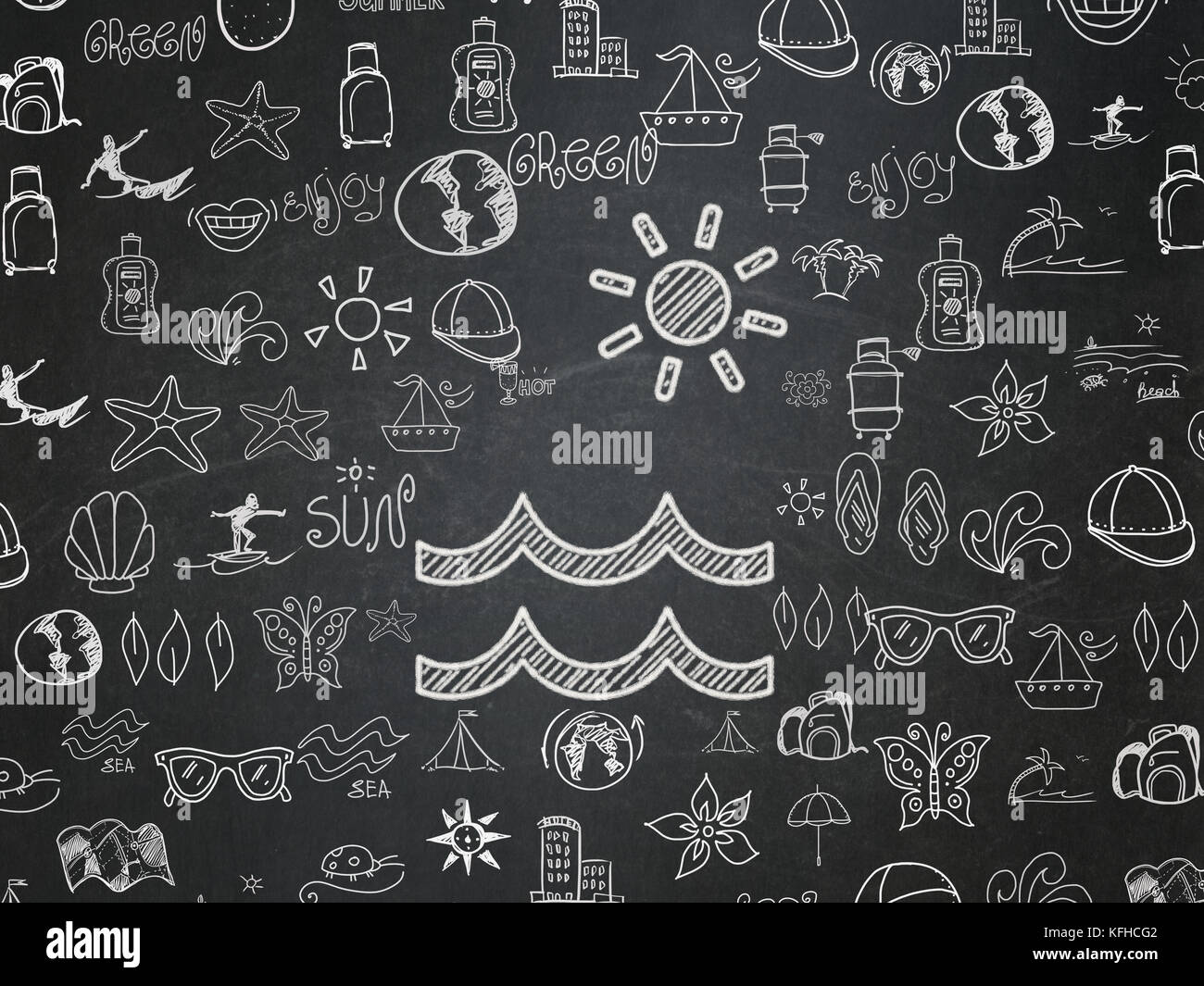 Travel concept: Beach on School board background Stock Photo - Alamy