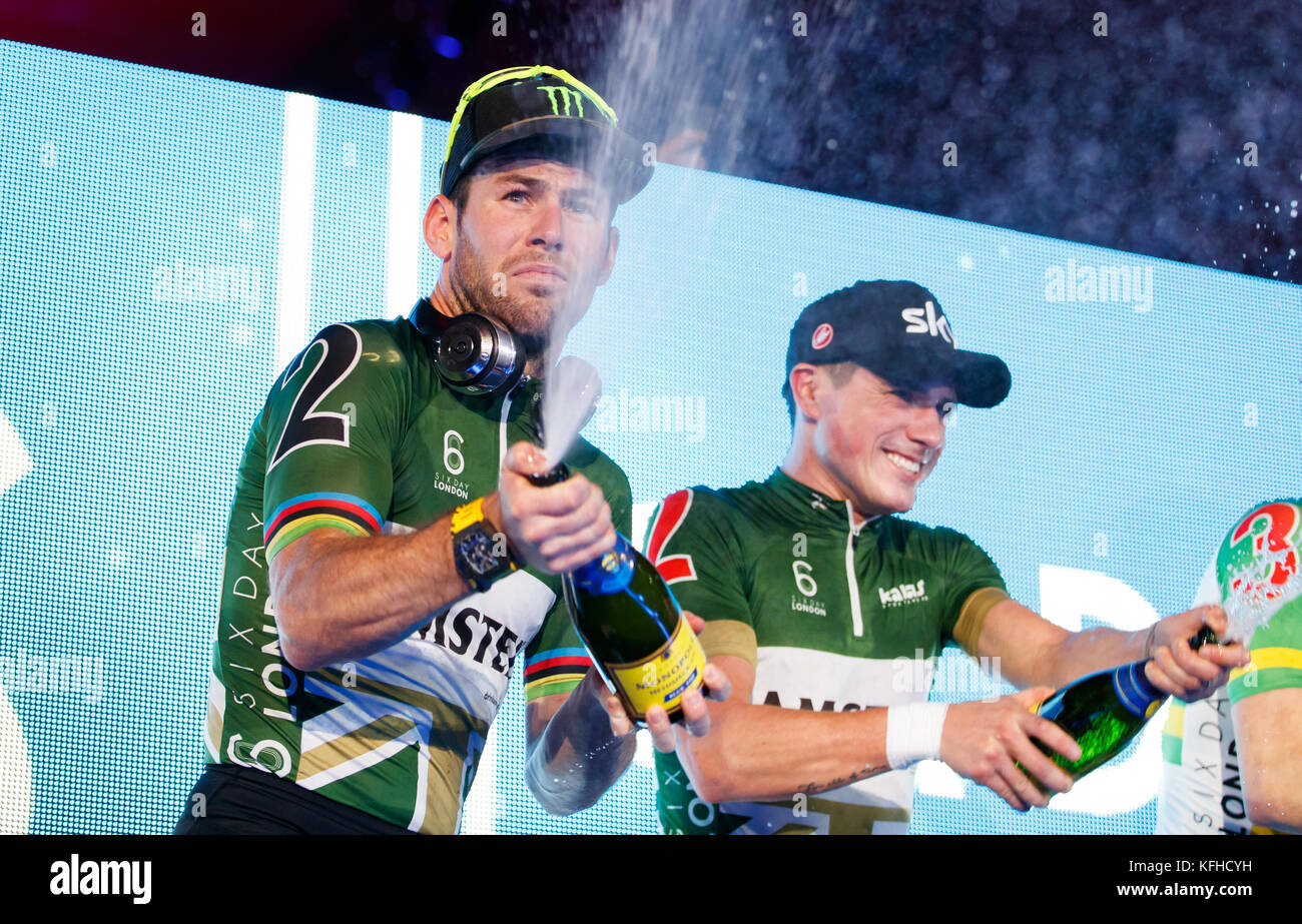 Great Britain's Mark Cavendish (left) and Peter Kennaugh celebrate with ...