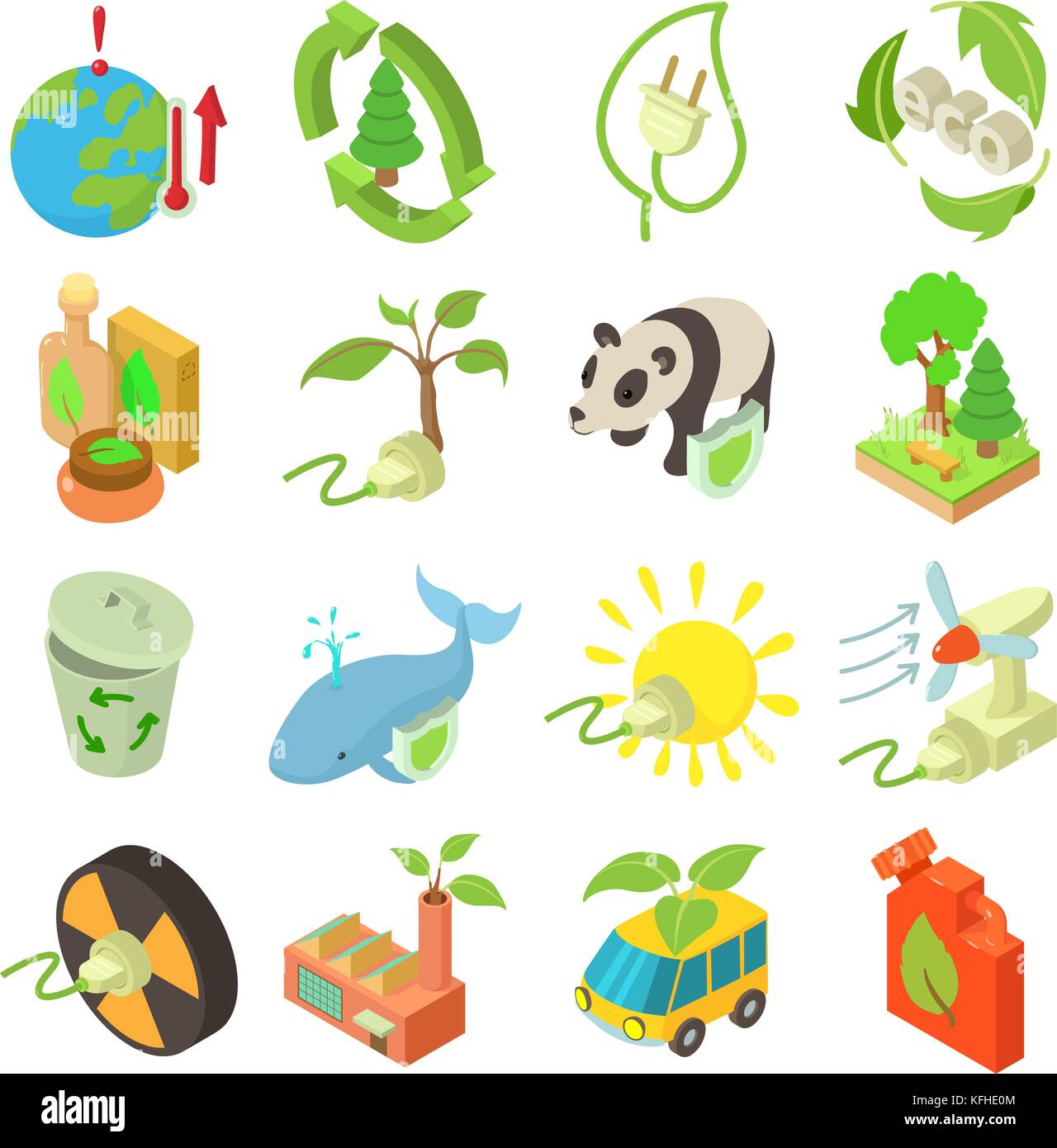 Ecology icons set, isometric style Stock Vector Image & Art - Alamy