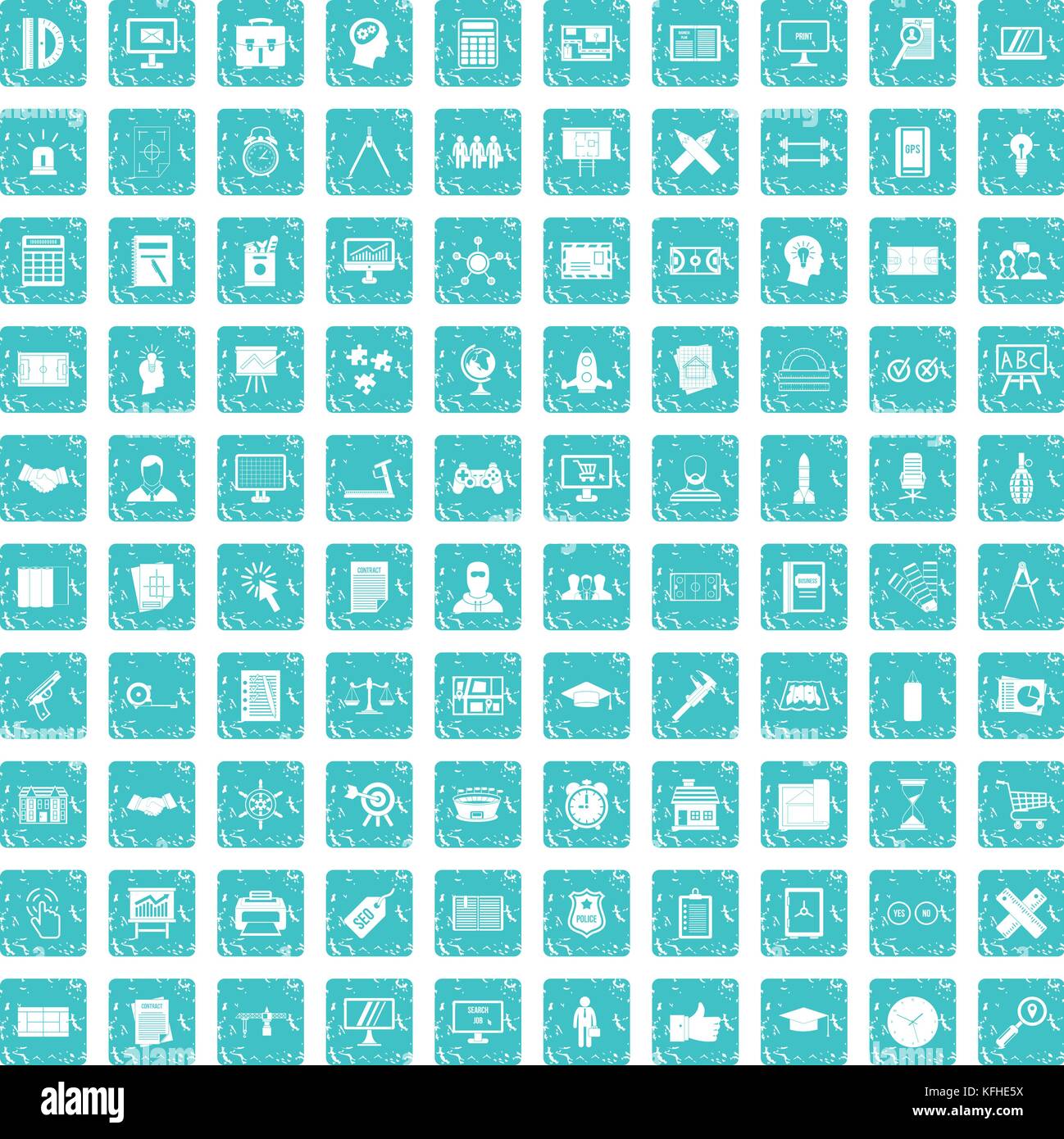 100 plan icons set grunge blue Stock Vector Image & Art - Alamy