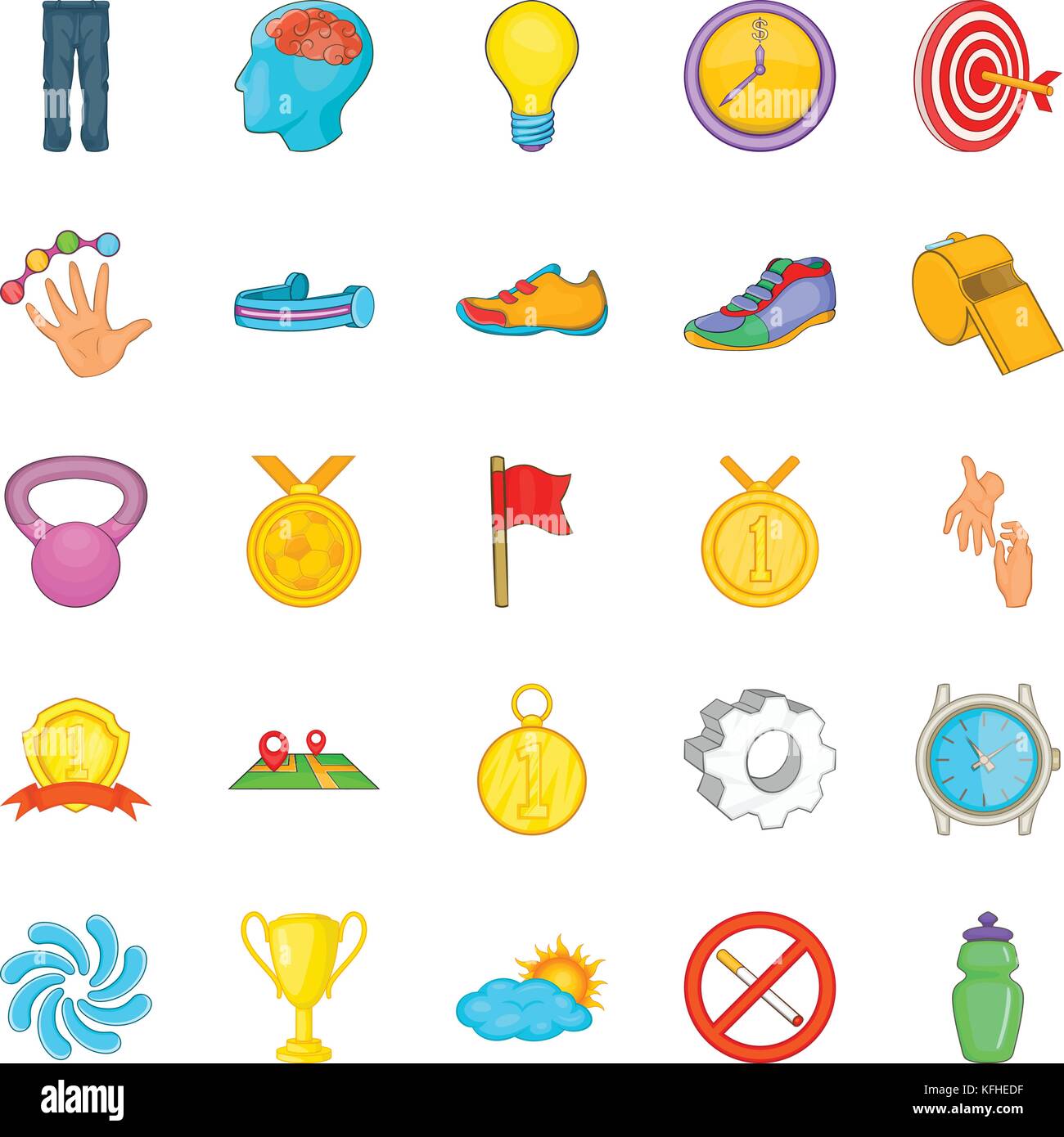 Healthy sport icons set, cartoon style Stock Vector Image & Art - Alamy