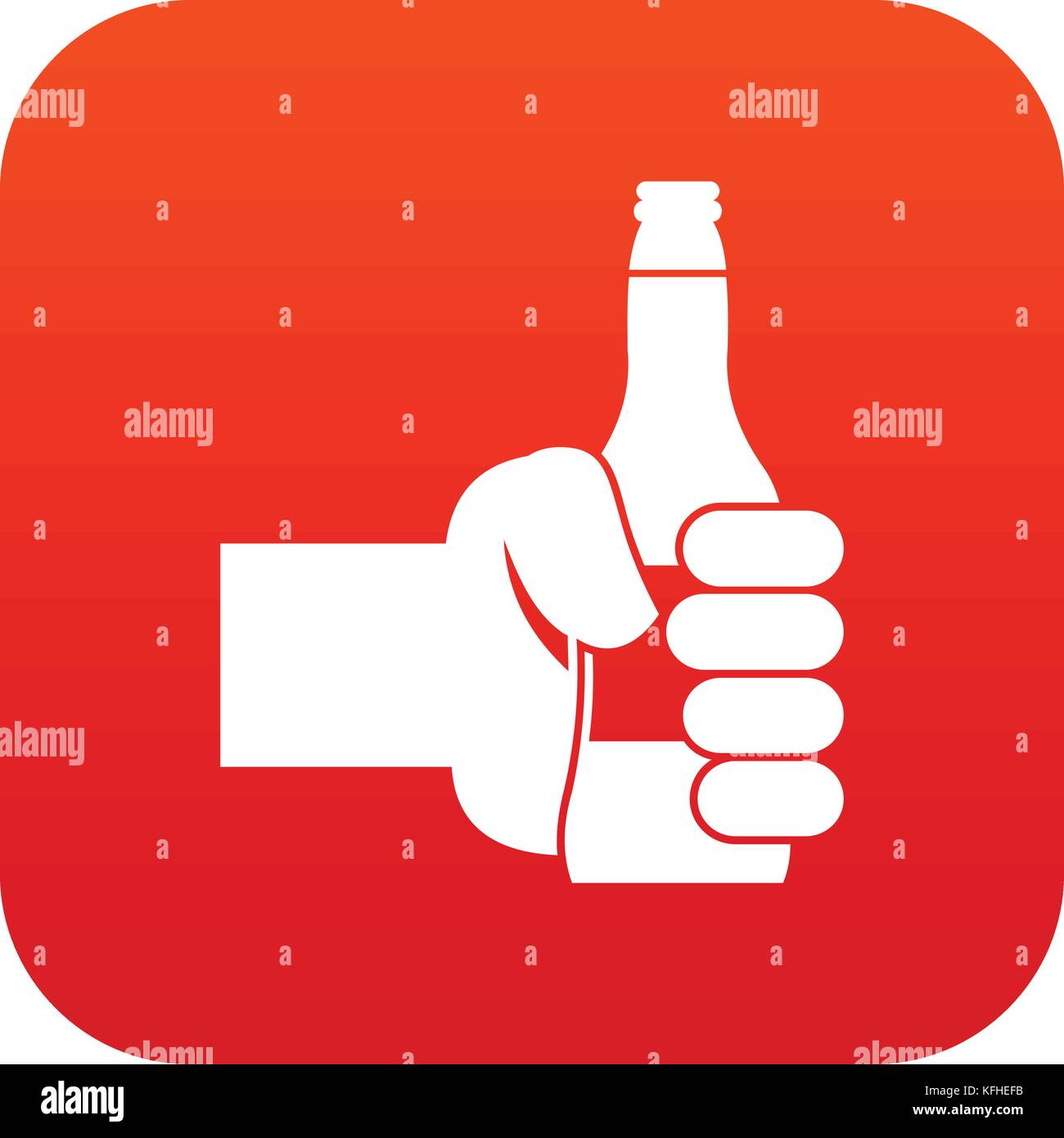Hand holding bottle of beer icon digital red Stock Vector Image & Art ...