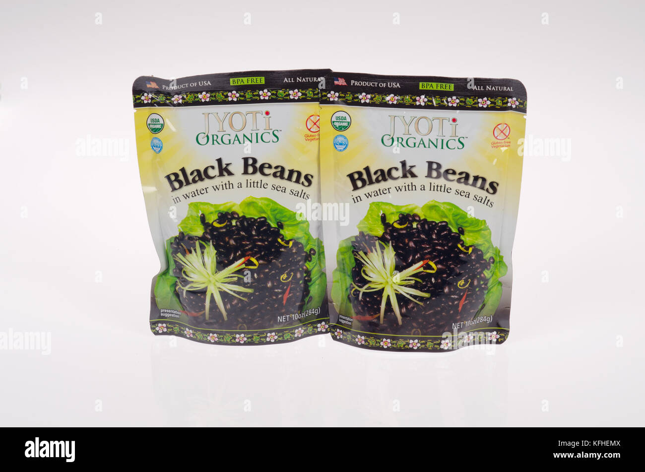 2 pouches of organic black beans from Jyoti Stock Photo - Alamy