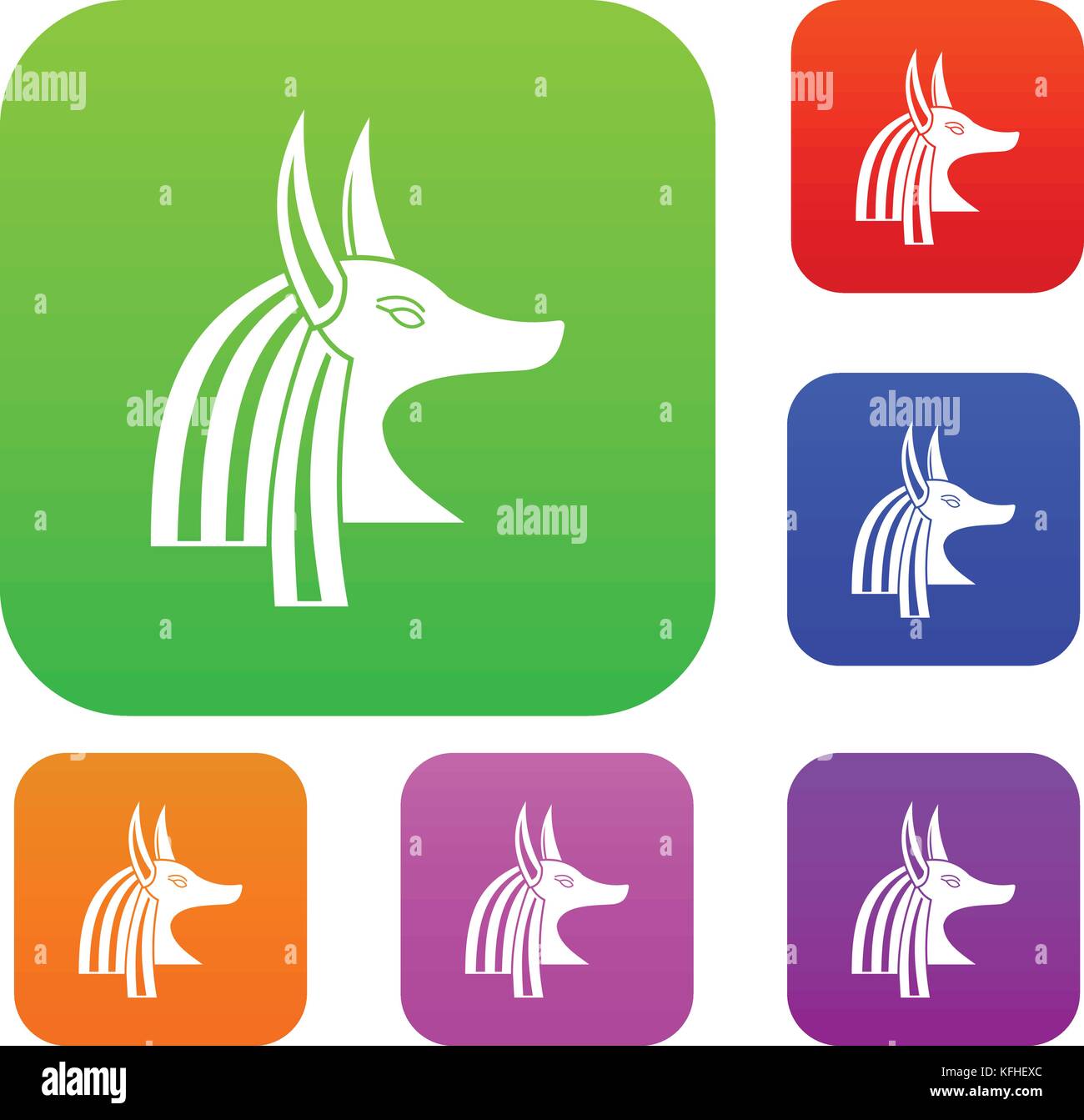 Ancient egyptian god Anubis set color collection Stock Vector Image ...