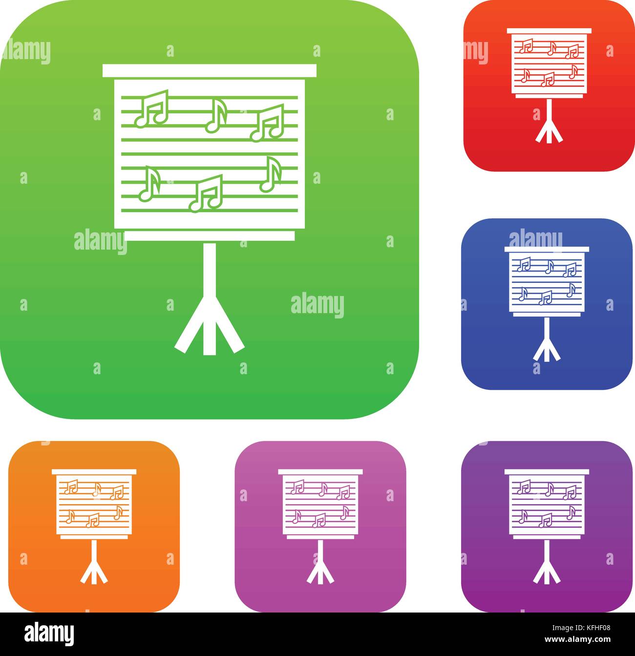 Whiteboard with music notes set color collection Stock Vector Image ...