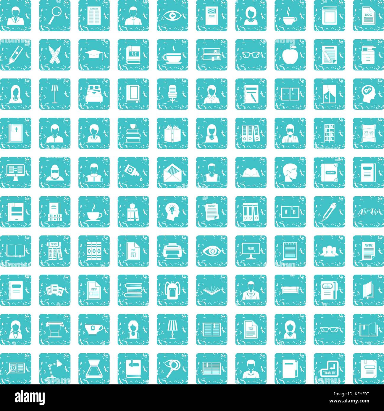 100 reader icons set grunge blue Stock Vector Image & Art - Alamy