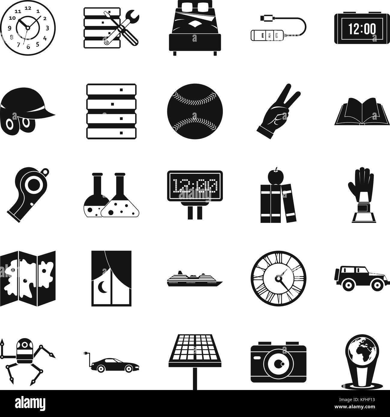 Evening time icons set, simple style Stock Vector Image & Art - Alamy