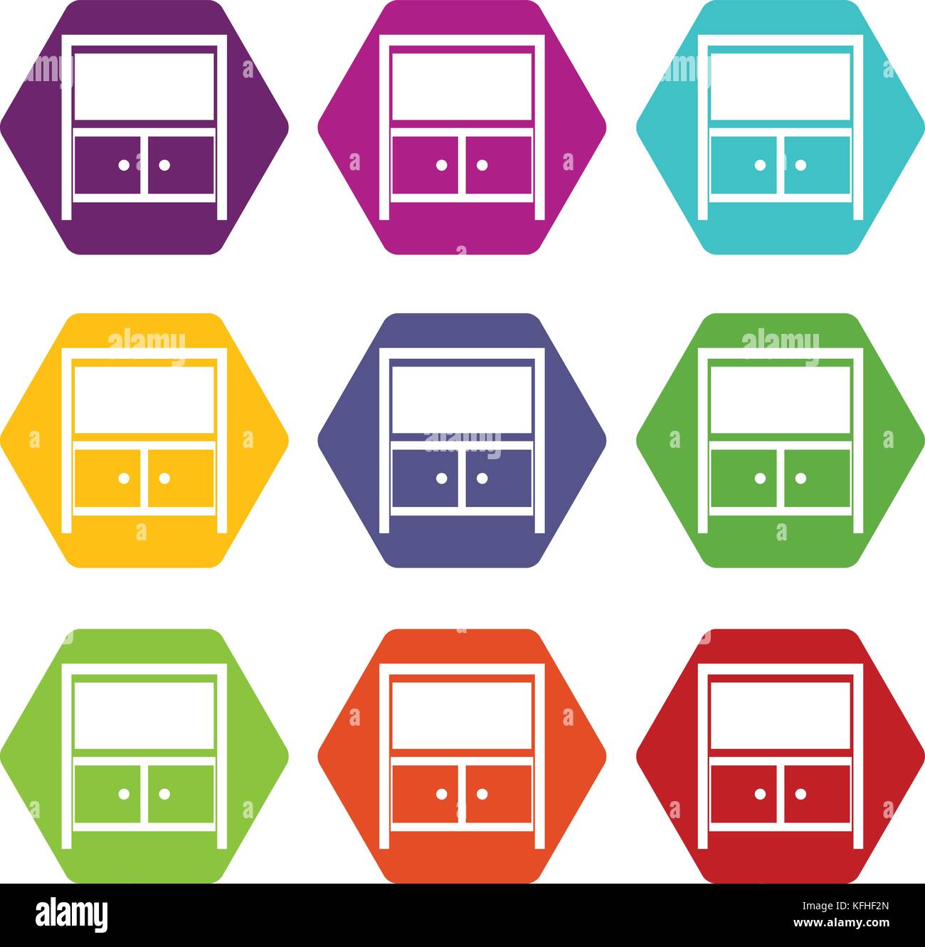 Vintage sideboard icon set color hexahedron Stock Vector Image & Art ...