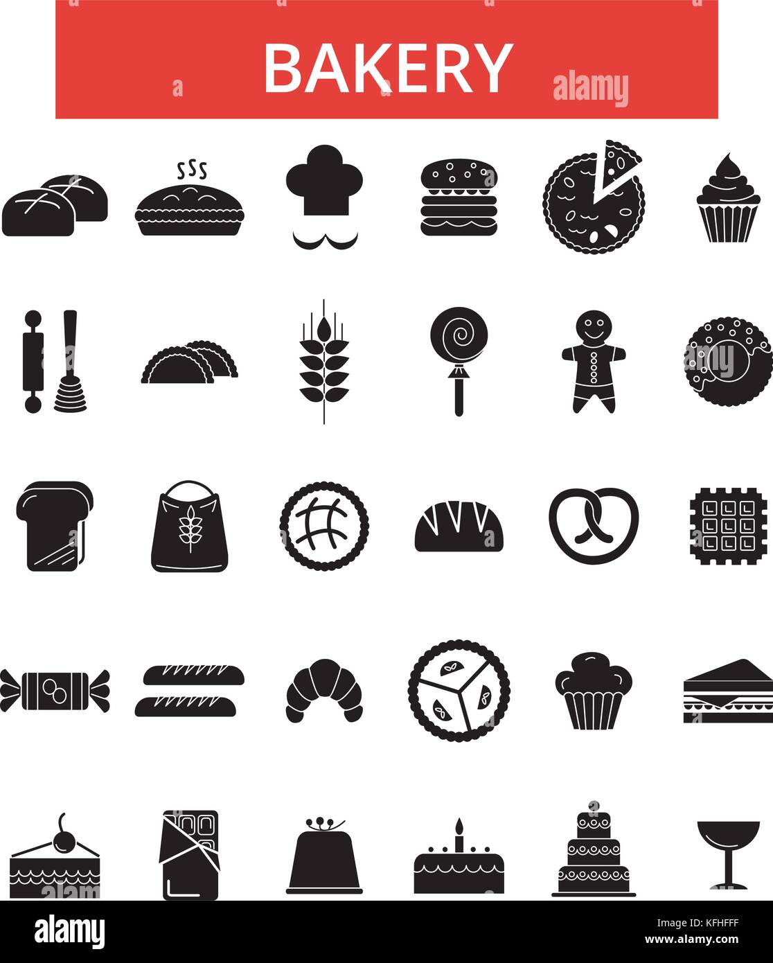 Bakery illustration, thin line icons, linear flat signs, vector symbols ...