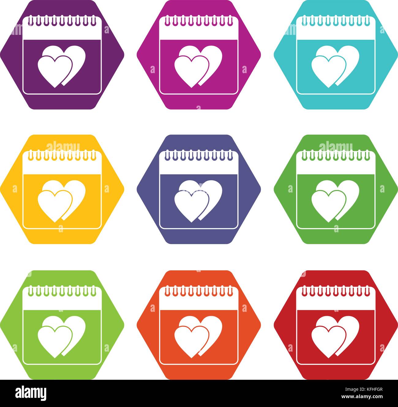 Wedding date day on calendar icon set color hexahedron Stock Vector ...