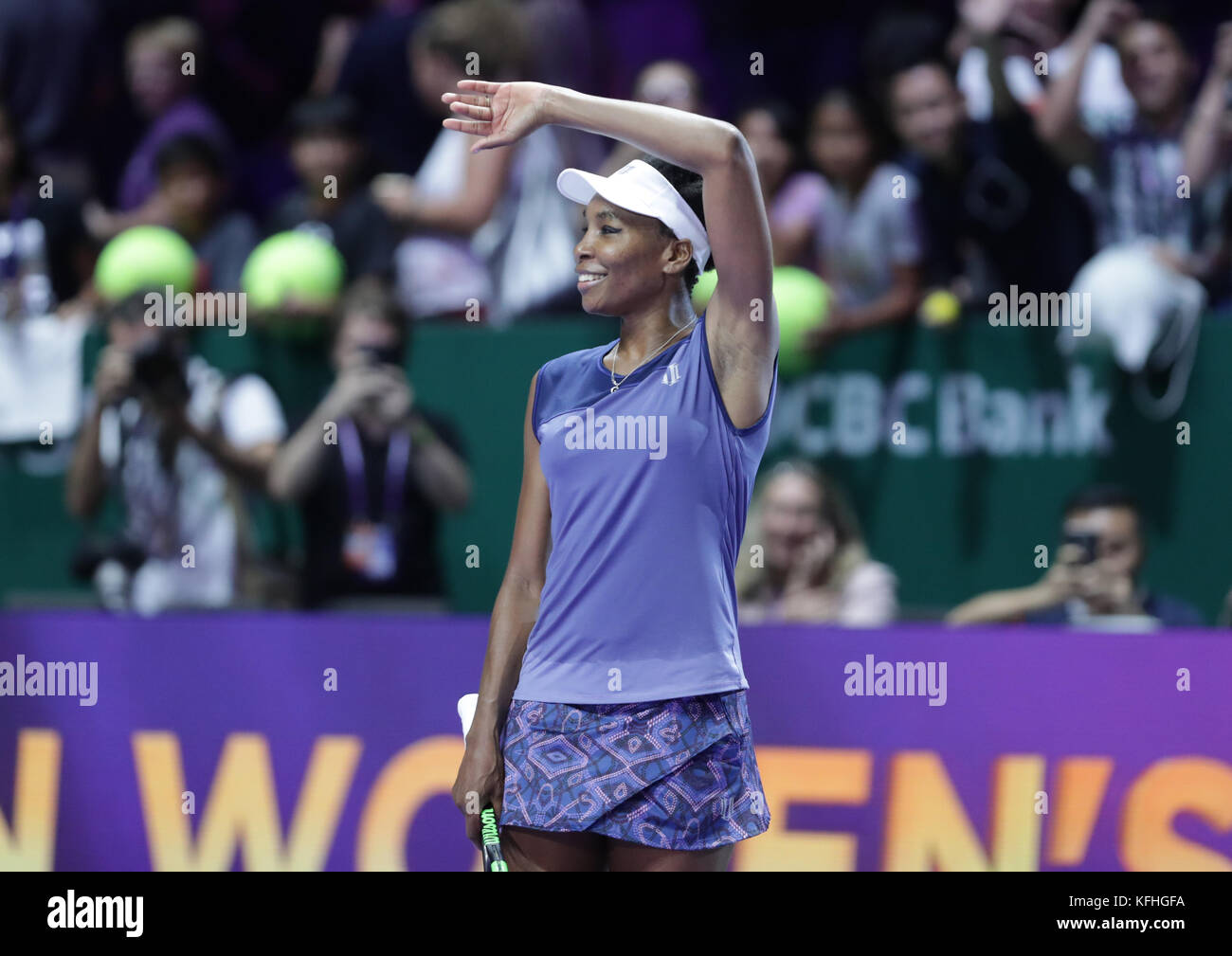 American tennis player Venus Williams is thanking the crowd after her ...