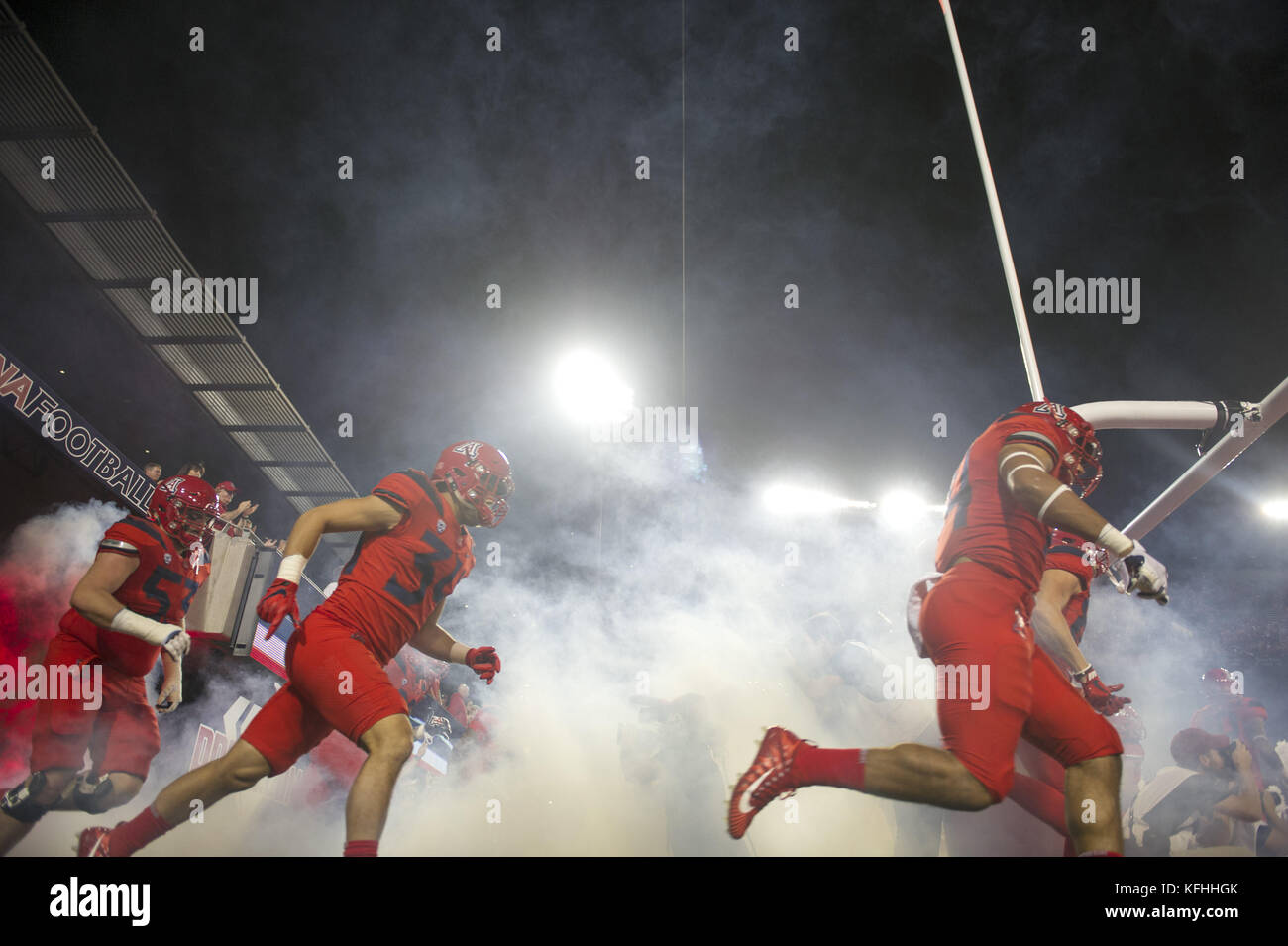 Tucson, Arizona, USA. 28th Oct, 2017. The Arizona Football team runs ...