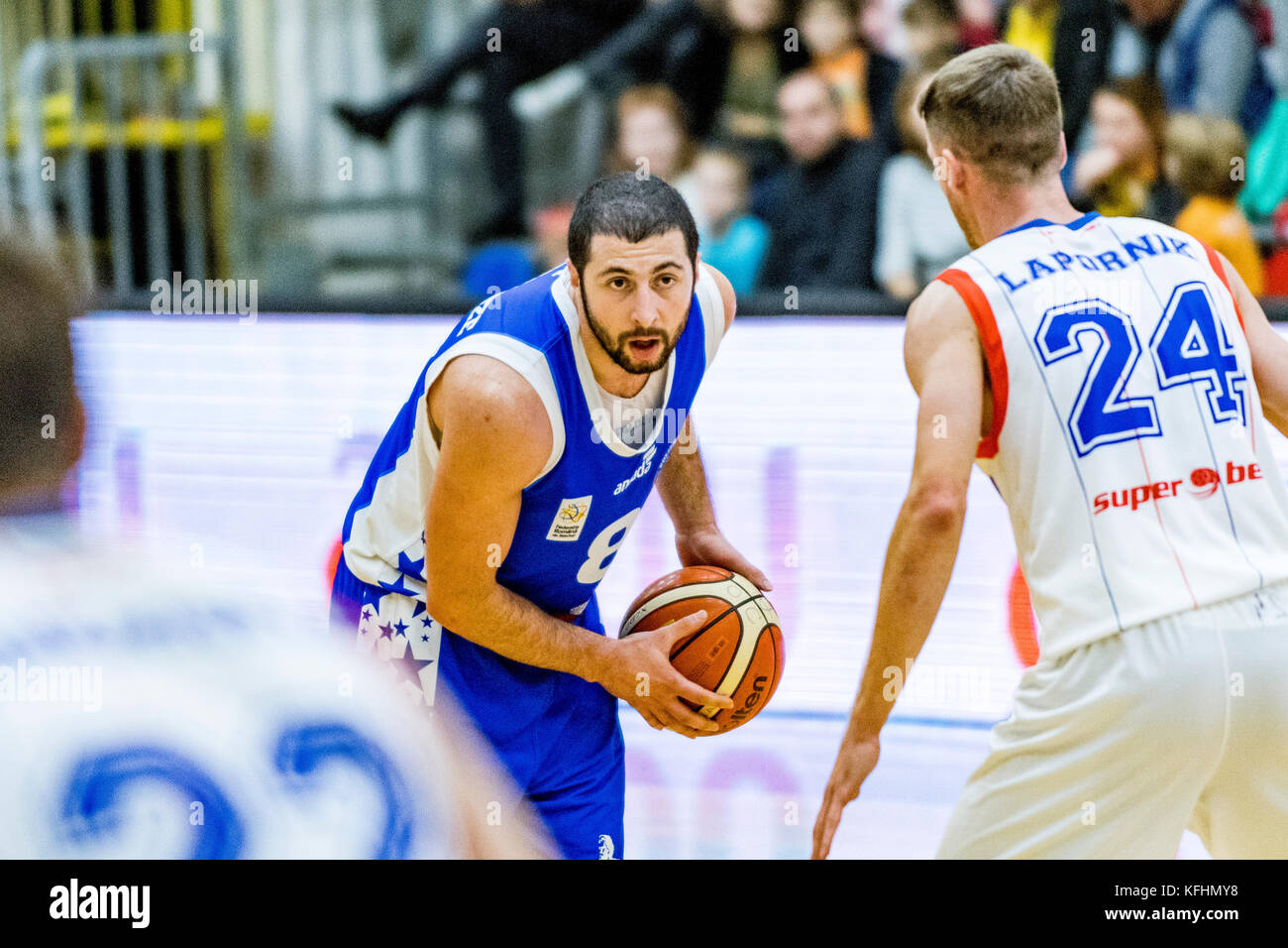 October 28, 2017: George Tsintsadze #8 (CS Politehnica Iasi) during the LNBM - Men's National ...