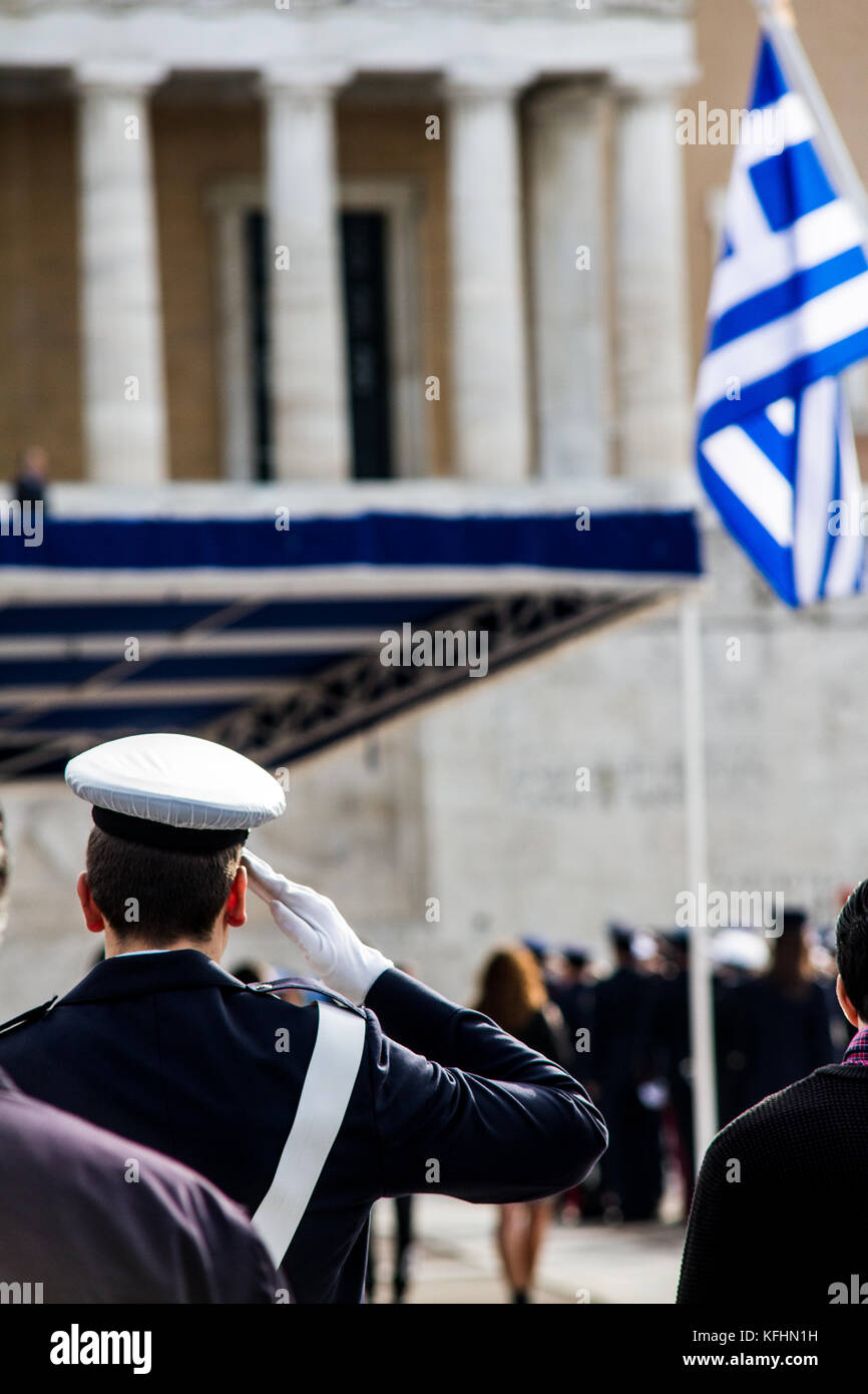 Athens, Greece. 28th Oct, 2017. Students parade in Athens due to "Ohi ...