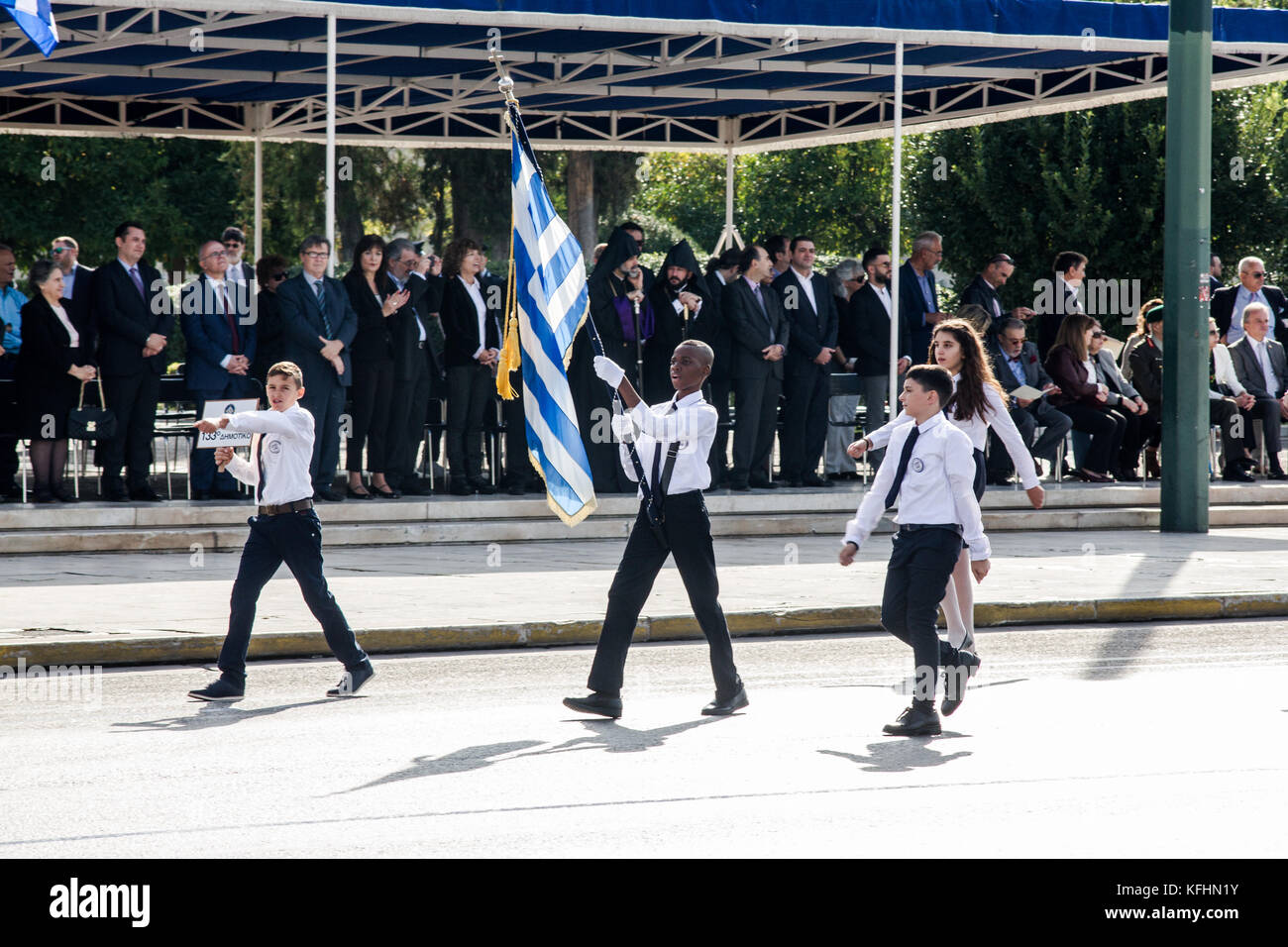 Athens, Greece. 28th Oct, 2017. Students parade in Athens due to "Ohi ...