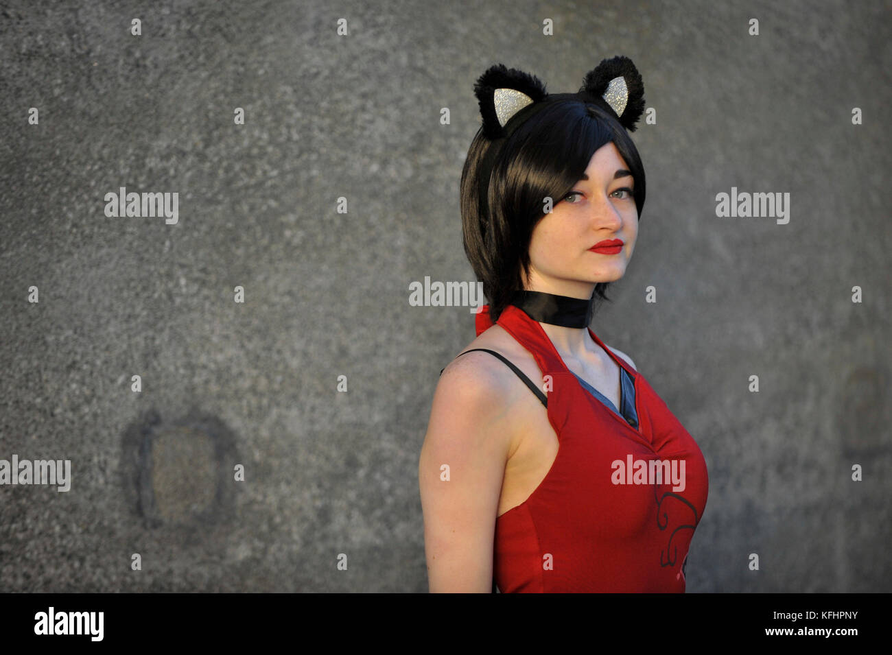 London, UK. 29 October 2017. A cosplayer joins others from around the ...