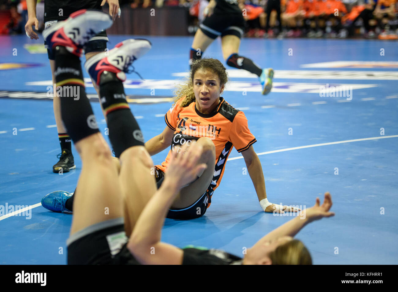 Berlin, Germany. 29th Oct, 2017. The Netherland's Delaila Amega sits on ...