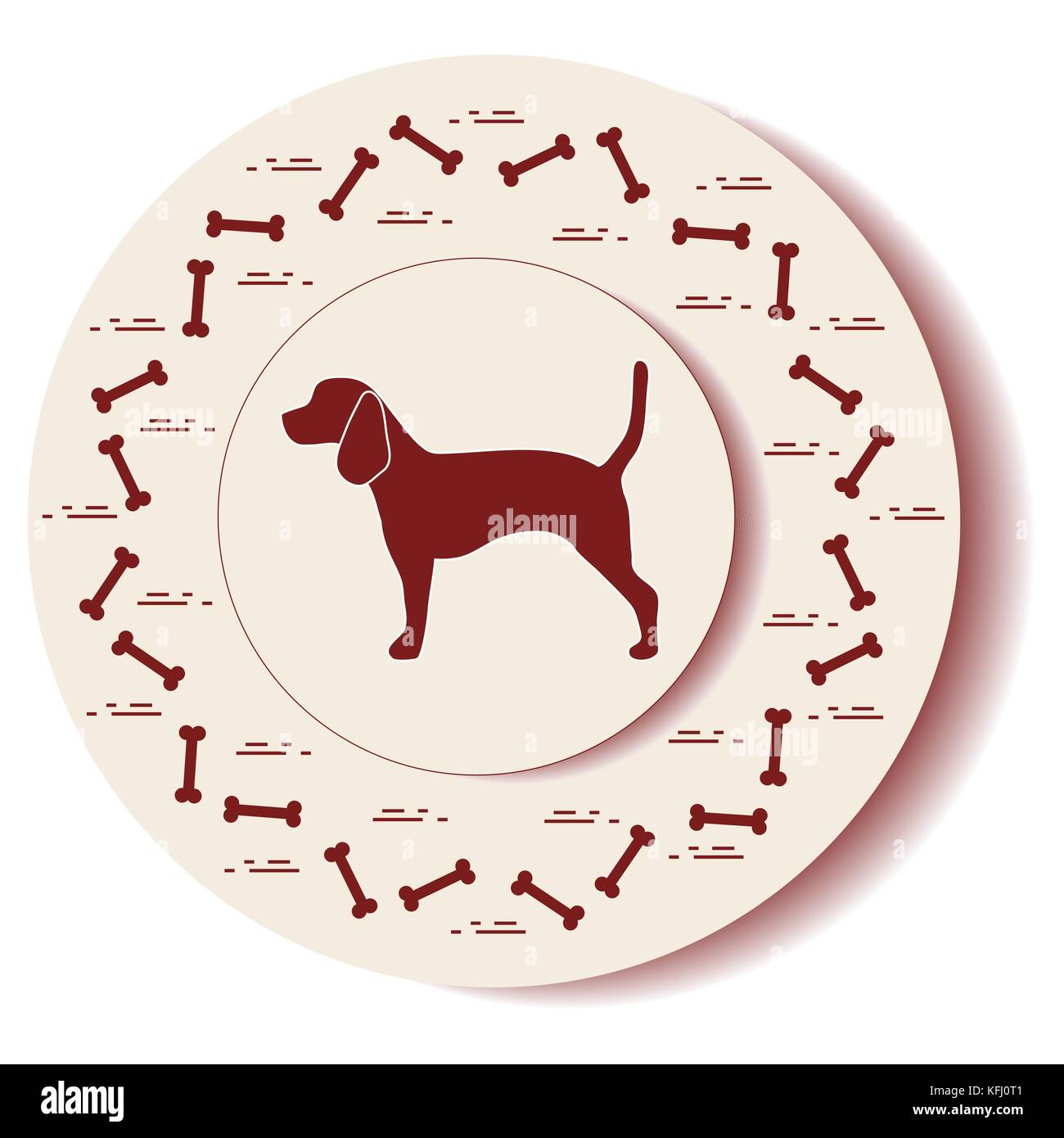 Decorative plate with dog silhouette and bones. Design for banner ...