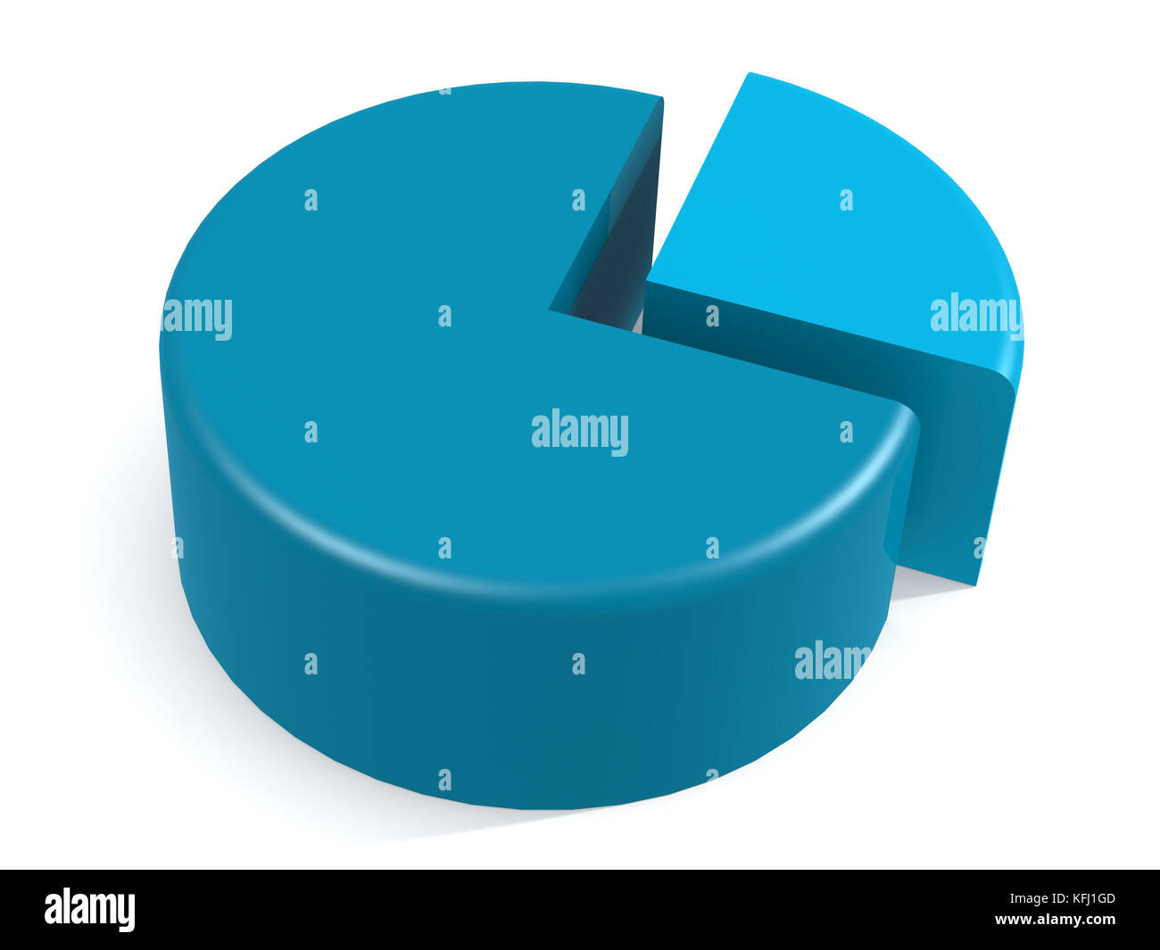 Blue pie chart with 25 percent, 3D rendering Stock Photo - Alamy