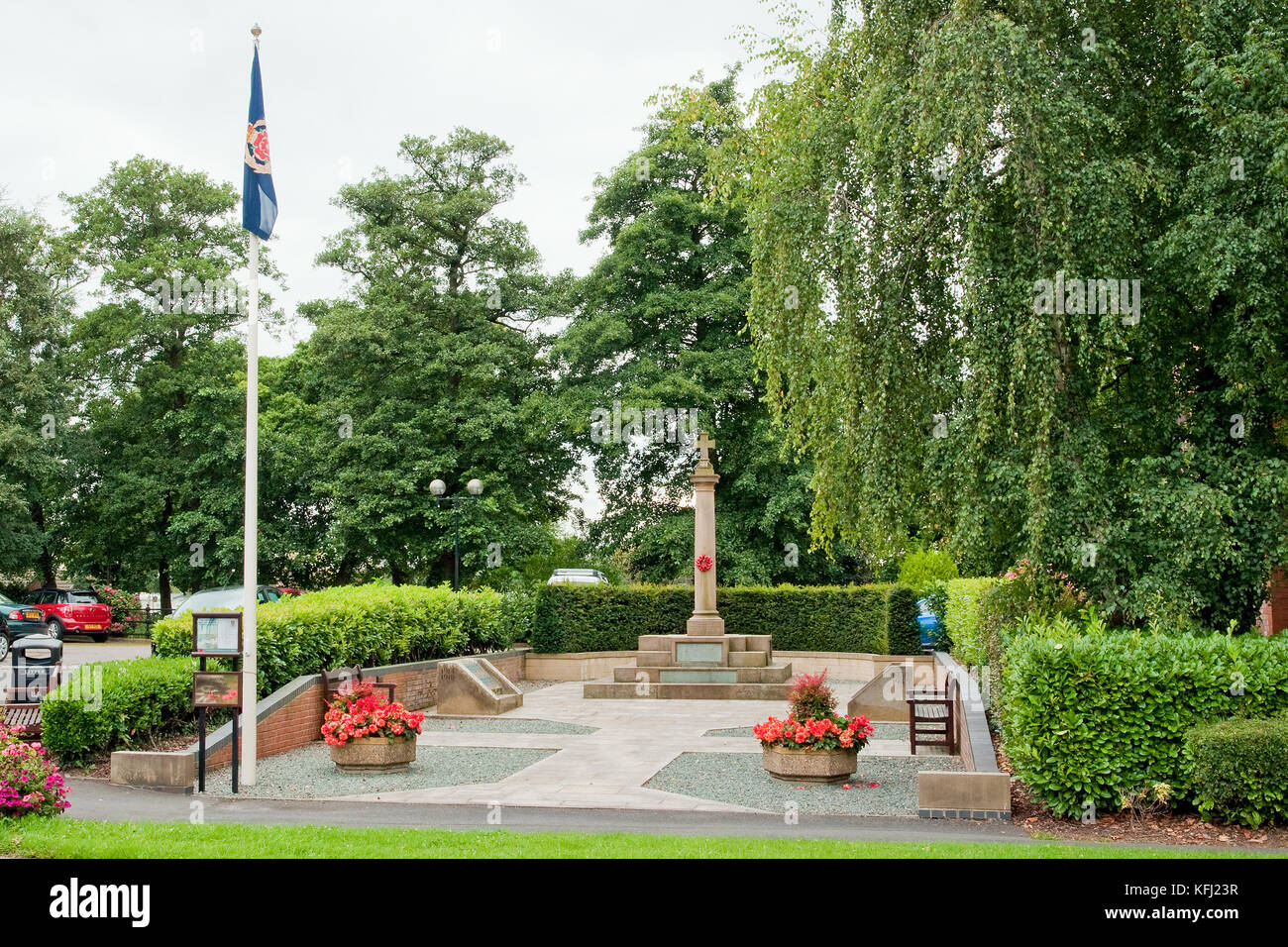 Well-tended war memorial in the village of Bilsborrow, Lancashire ...