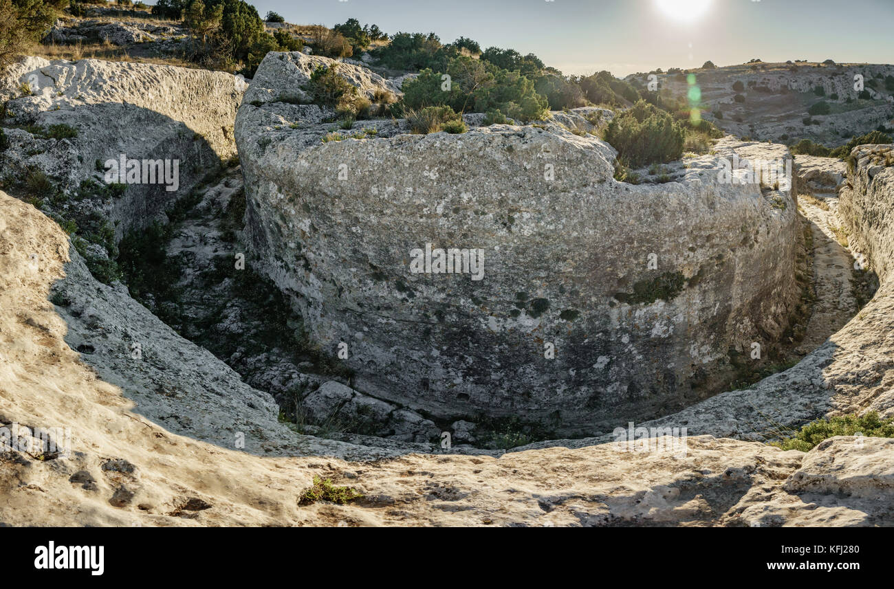 Wheel marks over rocks from ancient civilization, u-shape curve Stock ...