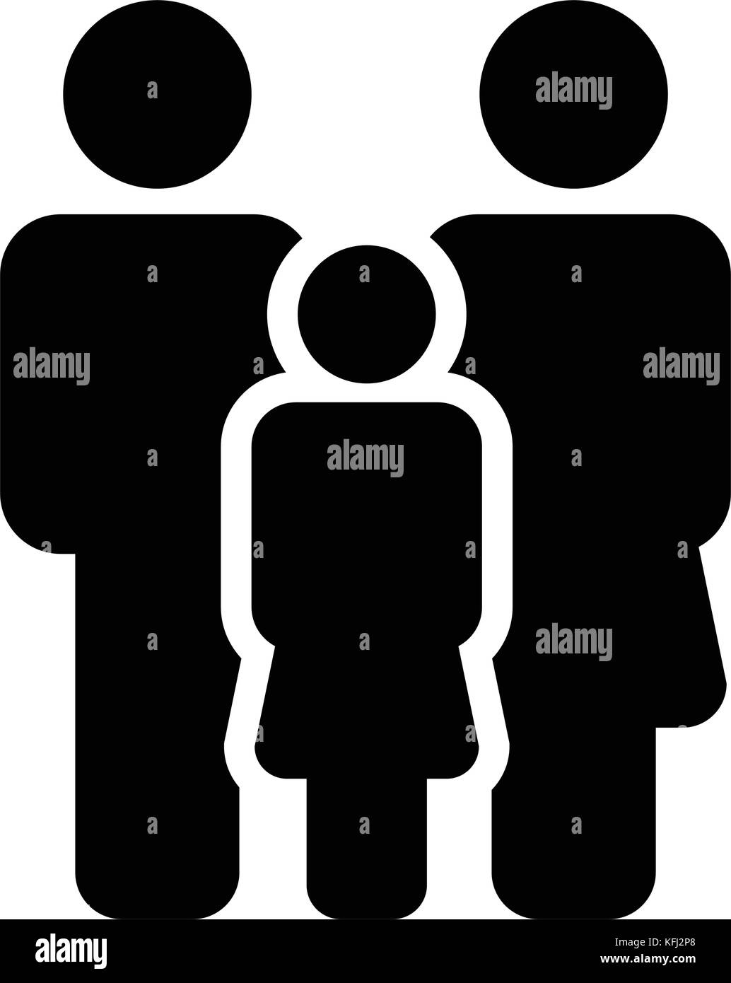 Family Icon Vector Flat Color People Sign in Glyph Pictogram Symbol ...