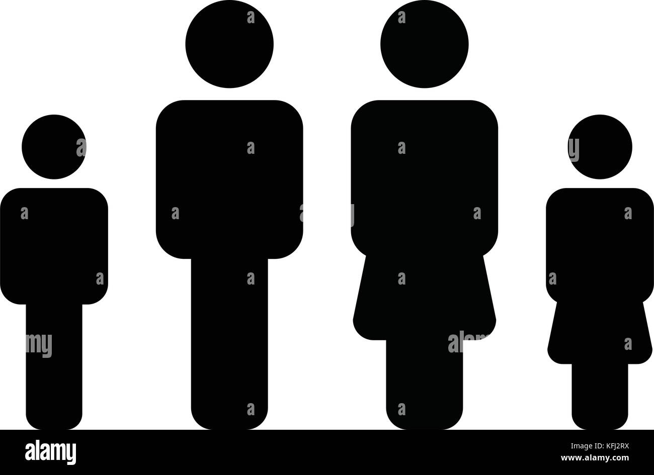 Family Icon Vector Flat Color People Sign in Glyph Pictogram Symbol ...