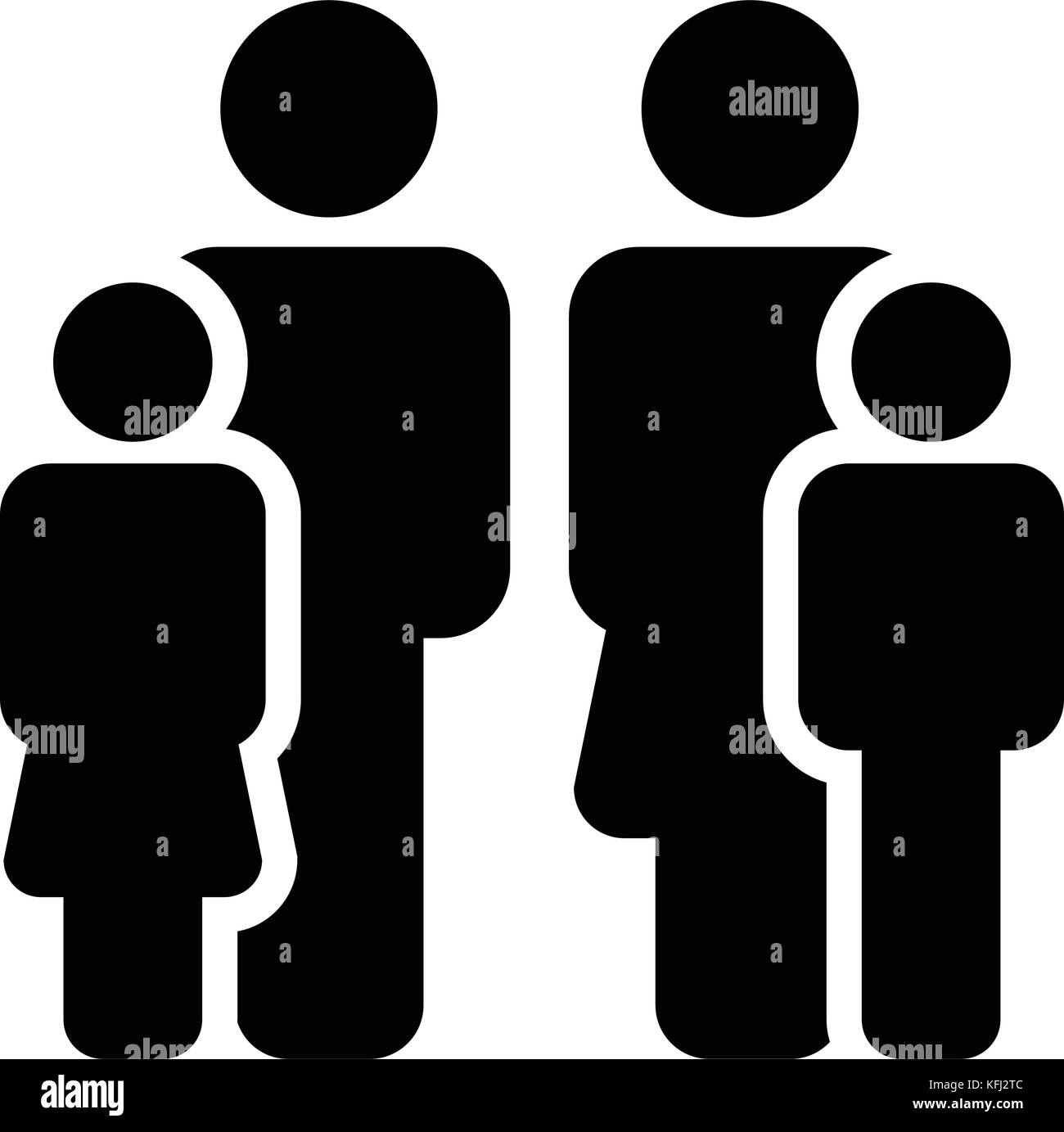 Family Icon Vector Flat Color People Sign in Glyph Pictogram Symbol ...