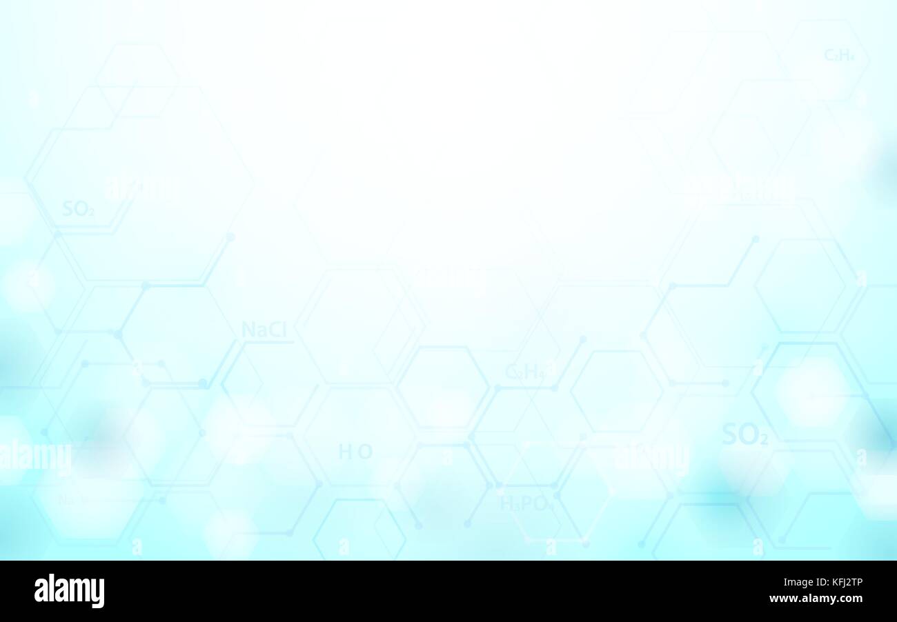 Abstract Chemistry science formula concept on soft blue background ...