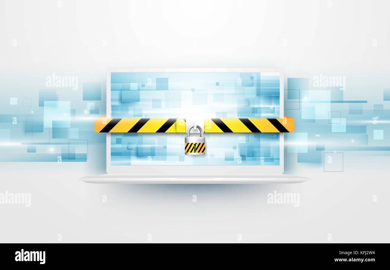 Computer security, protect your laptop concept with abstract digital hi ...