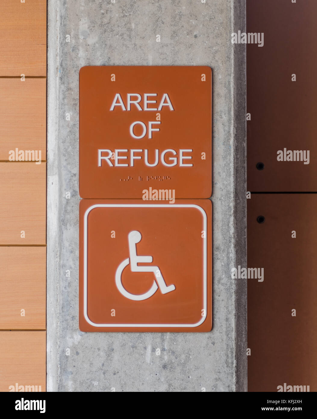 Handicapped Area of Refuge Sign Stock Photo - Alamy