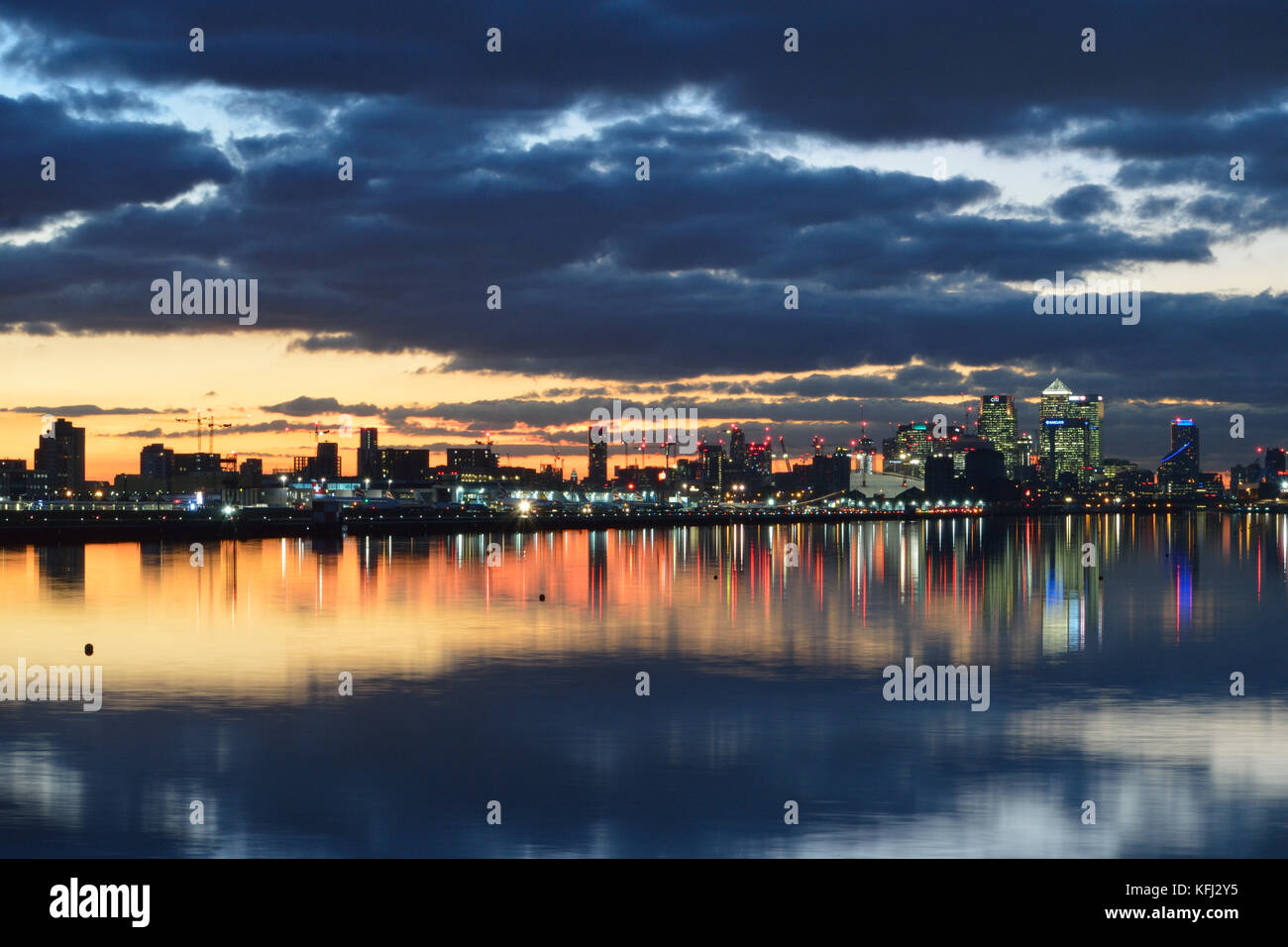 Sunset in London's Royal Docks, Newham, England Stock Photo - Alamy