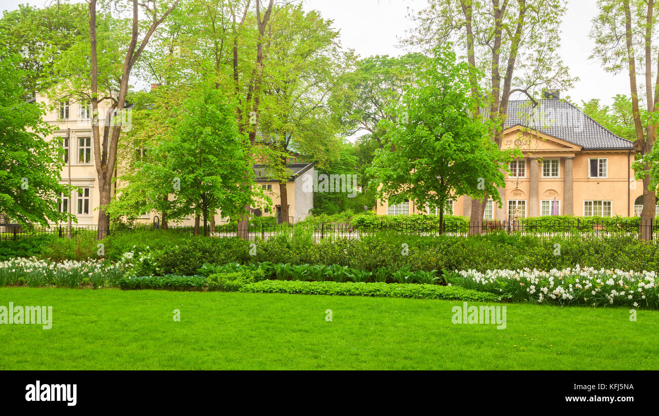 beautiful slottsparken trees view in the city of oslo Stock Photo - Alamy