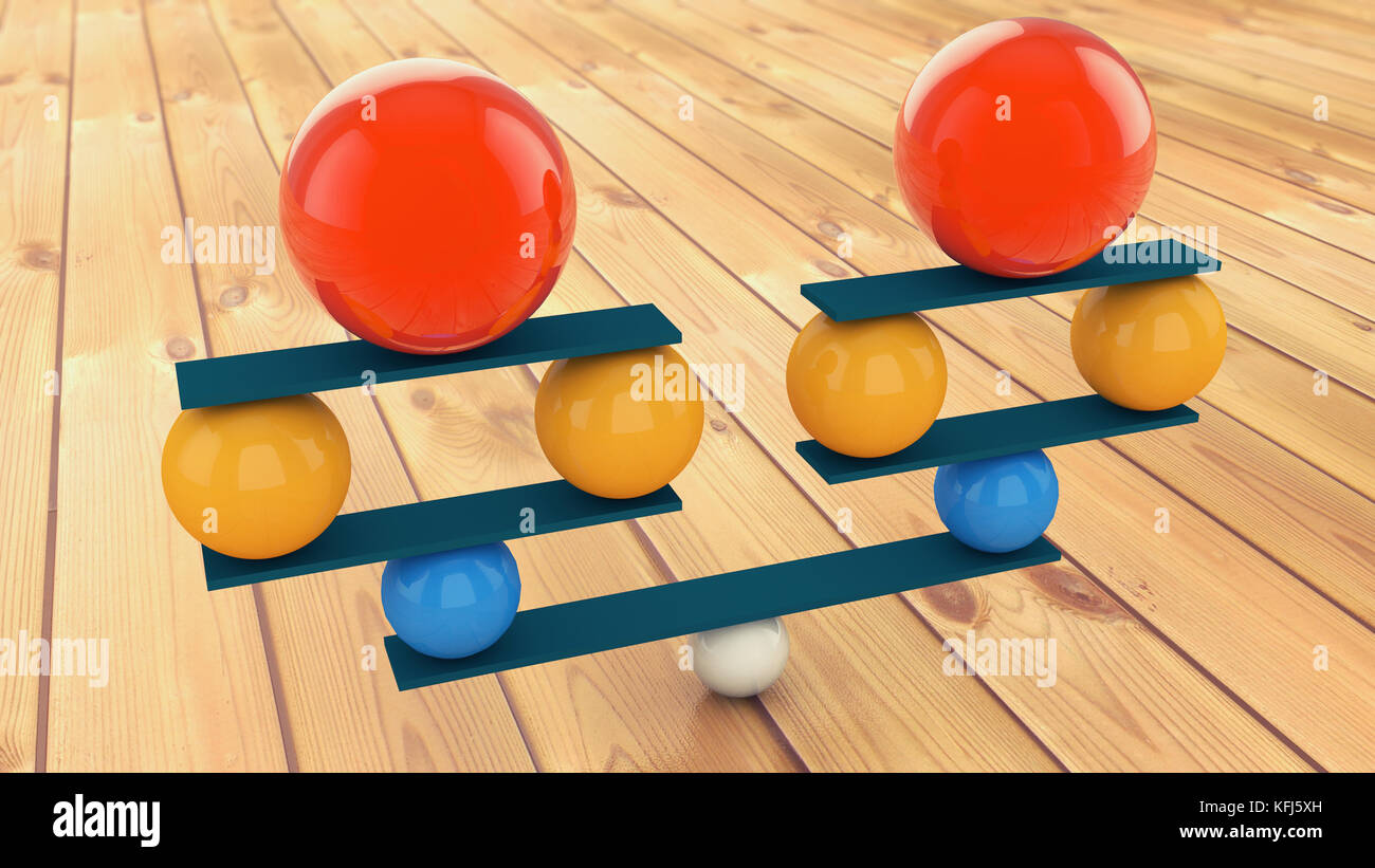3d rendering. Colorful balls in perfect balance Stock Photo - Alamy