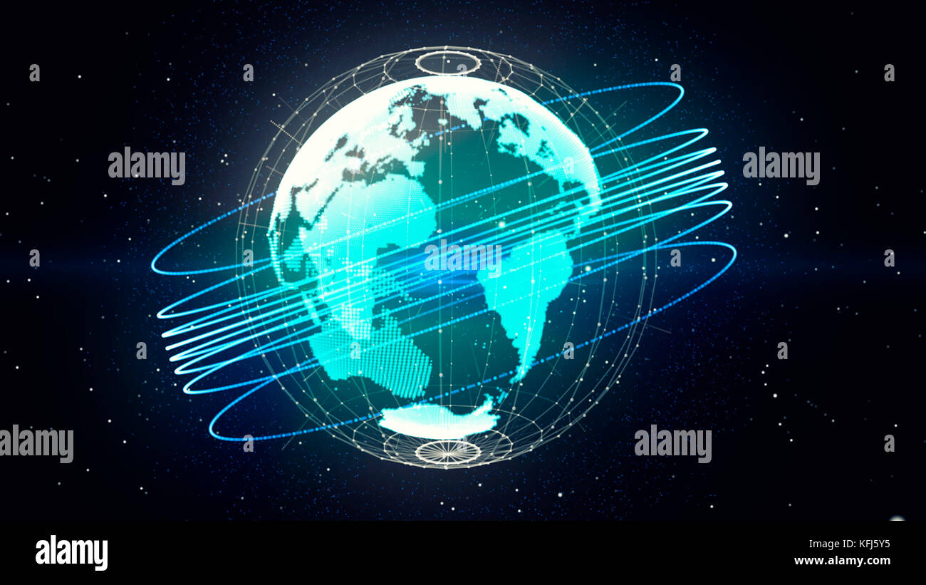 3d rendering. Planet earth and connections Stock Photo - Alamy